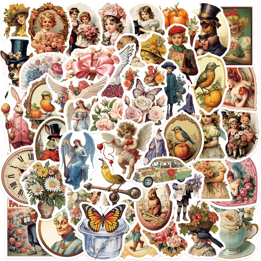 Amazon.com: Yoksas 50Pcs Vintage Victorian Stickers - Waterproof Vinyl ...