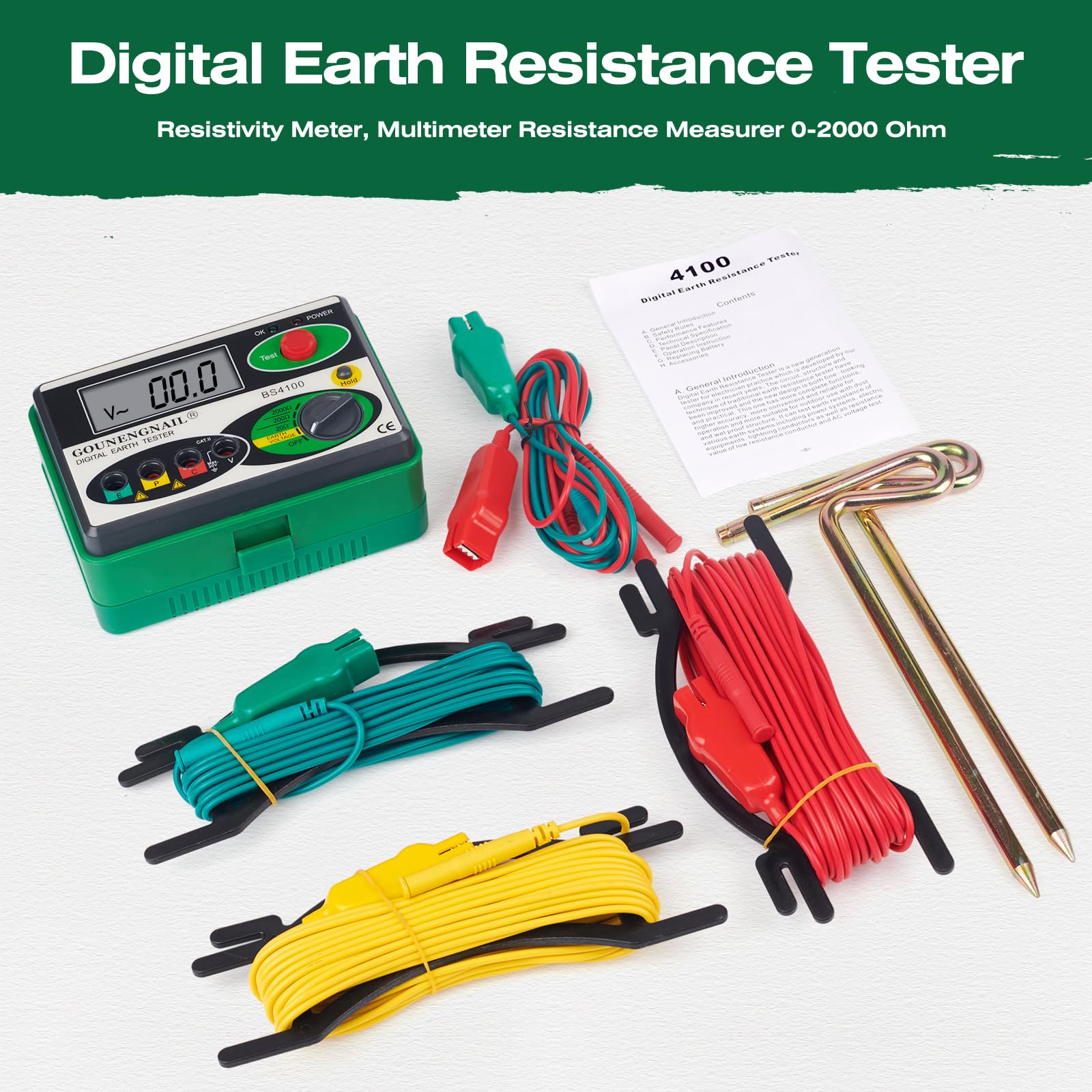 Snapklik.com : GOUNENGNAIL- Digital Earth Resistance Tester, Soil ...