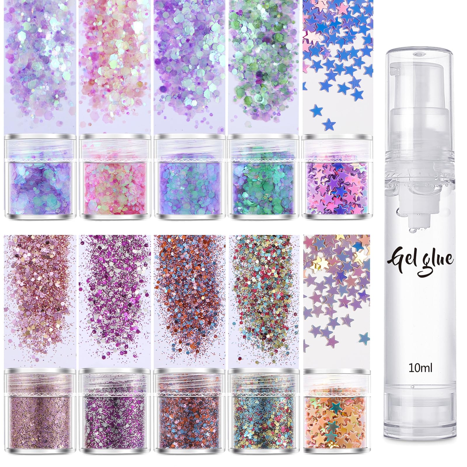 10 Colors Body Glitter Cosmetic Glitter - Face Glitter Chunky Glitter ...