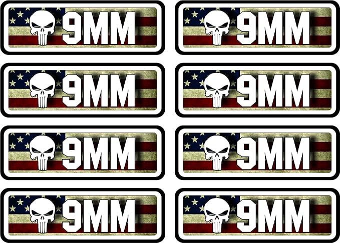 Amazon.com - 9mm Ammo Can Stickers – 8-Pack USA Patriotic Vinyl Ammo ...