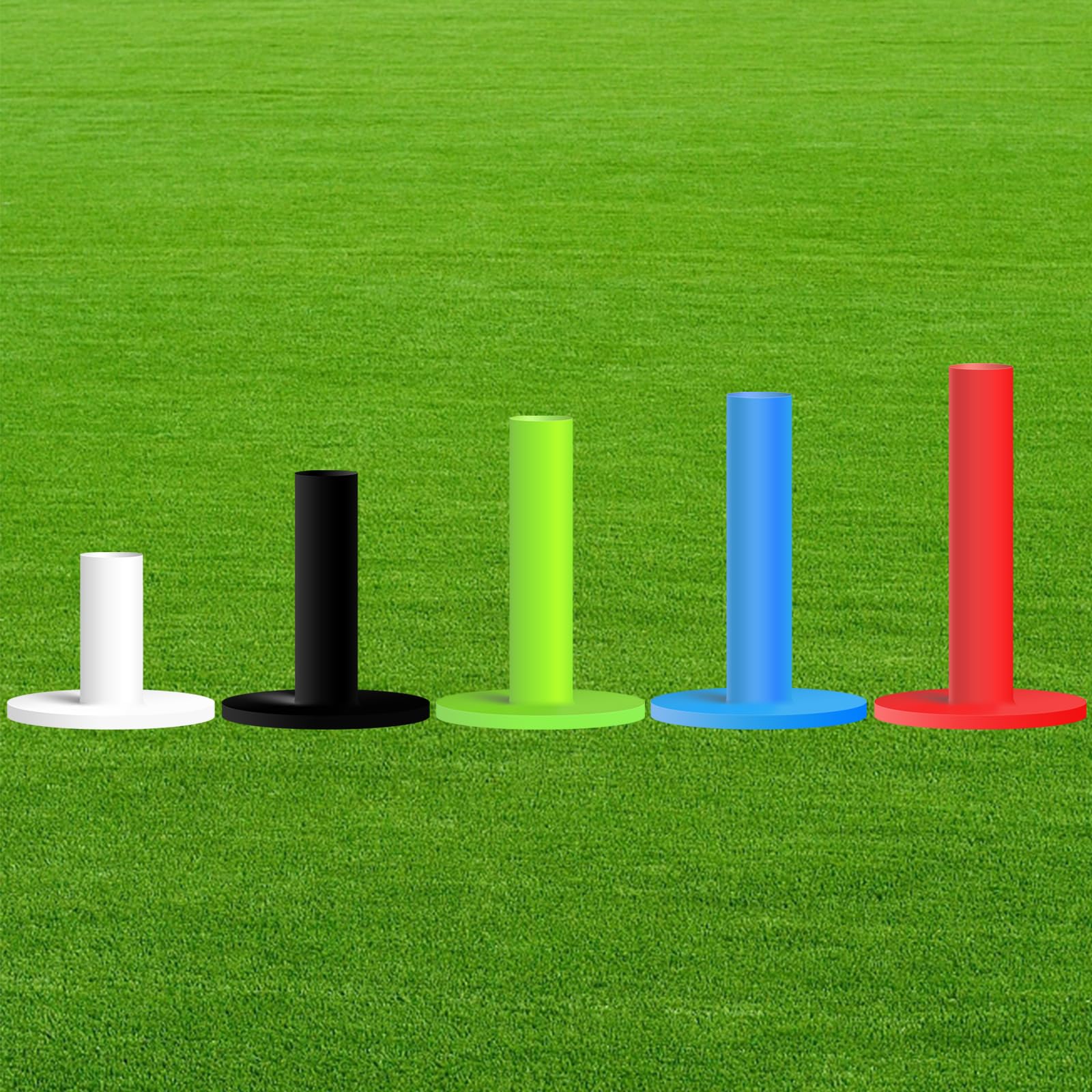 Golf Rubber Tees Driving Range Value 5 Pack, Mixed Sizes Multi Color ...