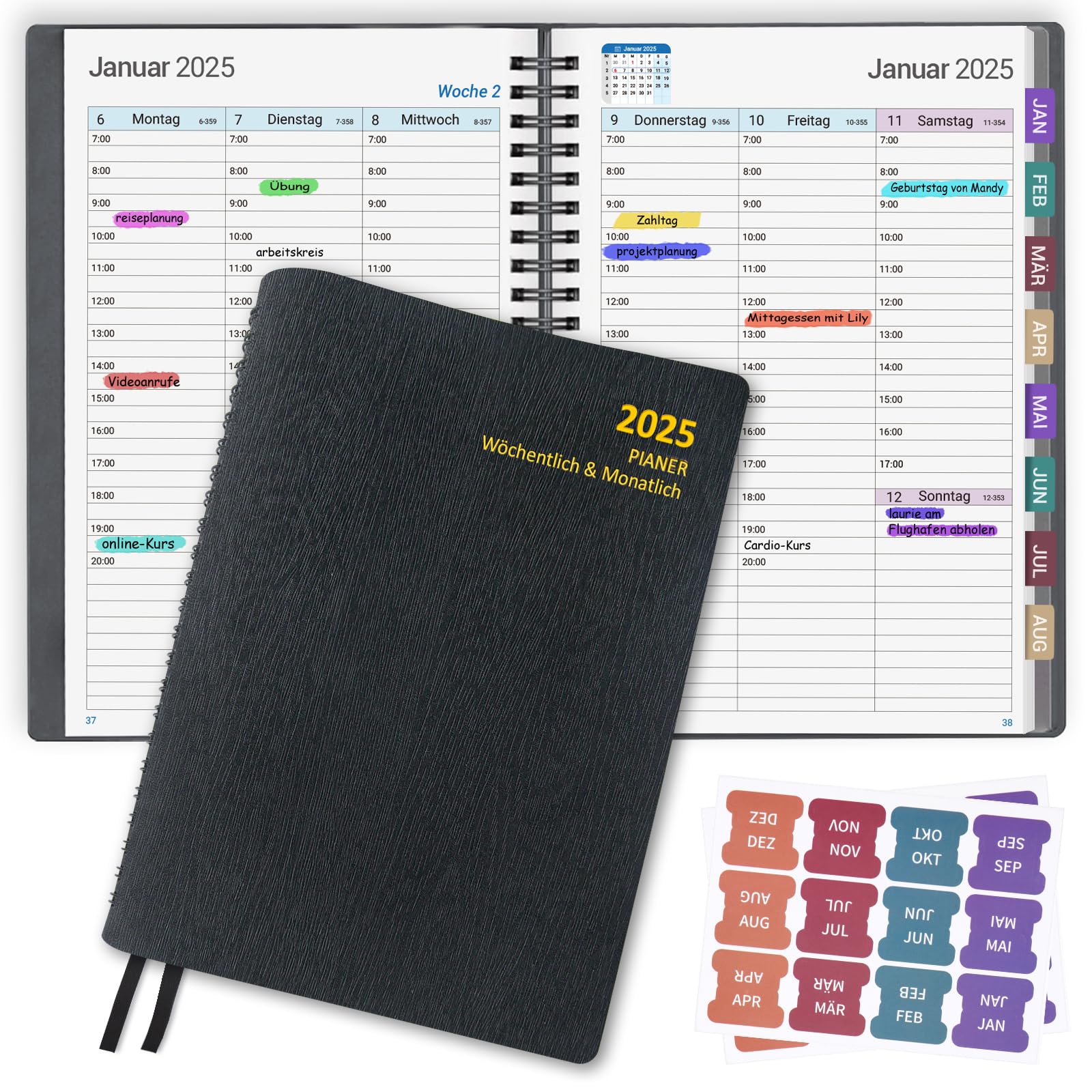 SAKEYR Planer Terminplaner 2025 - Kalender 2025 Buchkalender A5 ...