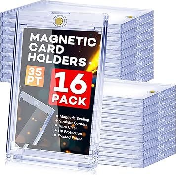 Amazon.com: ZENOWICK 16 PCS Magnetic Card Holder, 35pt One Touch Card Holder,U-V Protection Hard ...