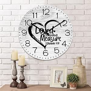 Amazon.com: Mighun Loved Beyond Measure Bible Verse Wall Clock ...
