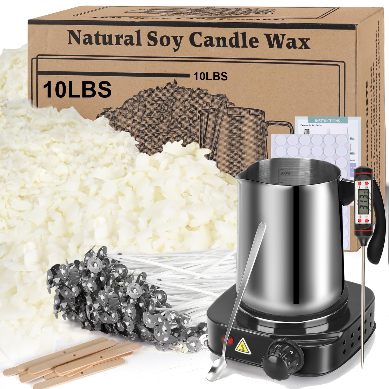 Amazon.com: Soy Wax Candle Making Kit Supplies With Wax Melter, Natural ...