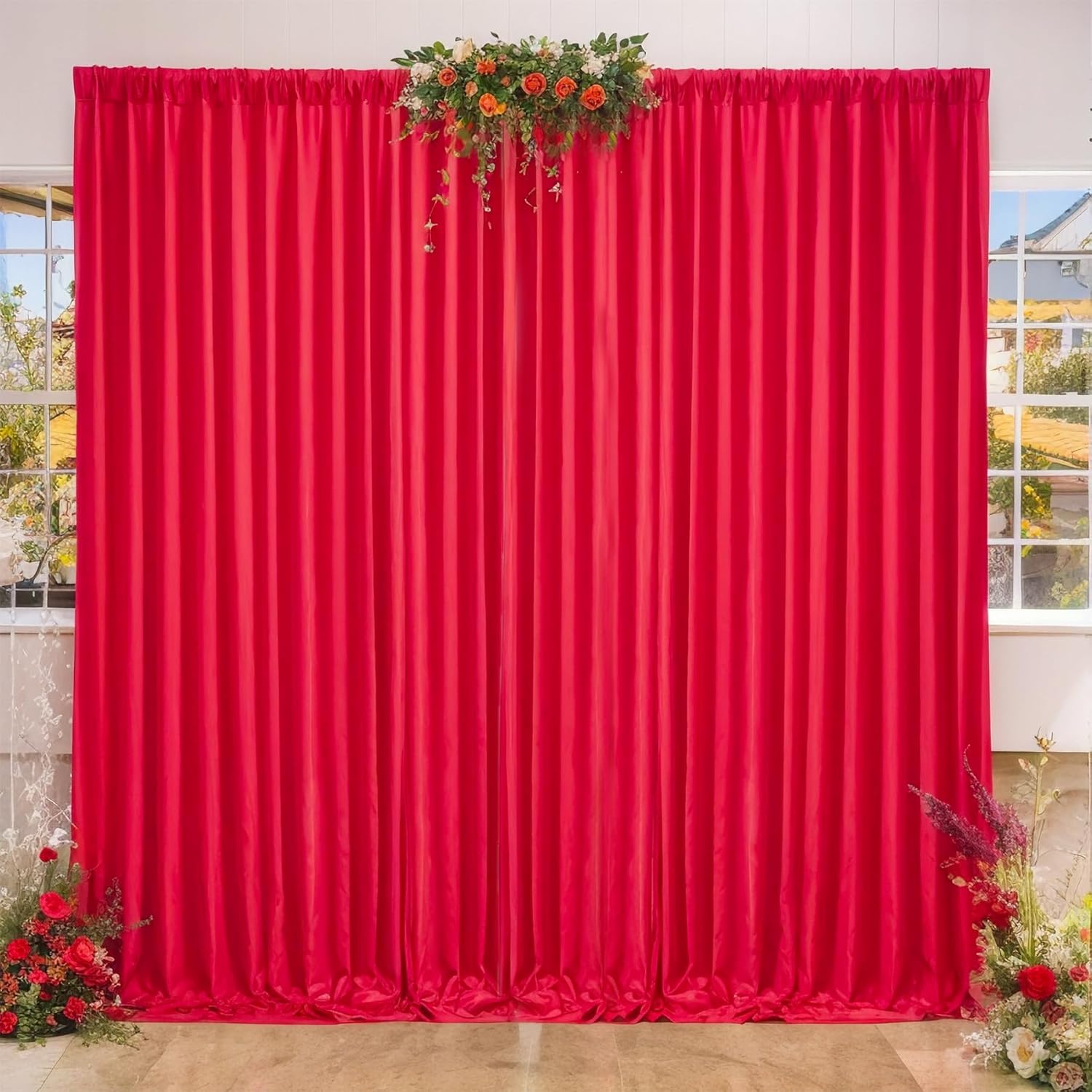 Amazon.com : 8 x 10ft Red Backdrop Curtains for Valentine's Day Red ...