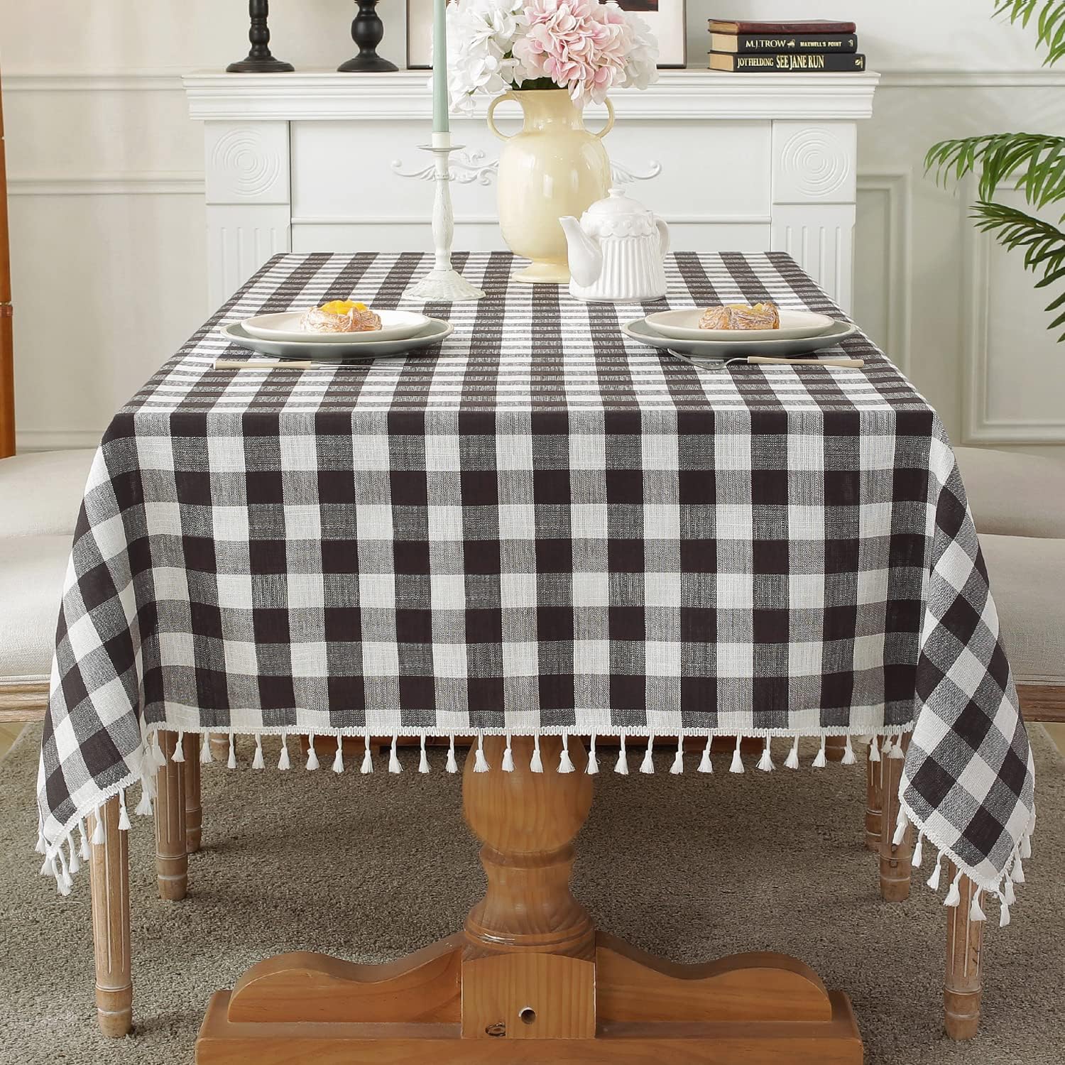 Amazon.com: Laolitou Checkered Tablecloth Square Washable Heavy Duty ...