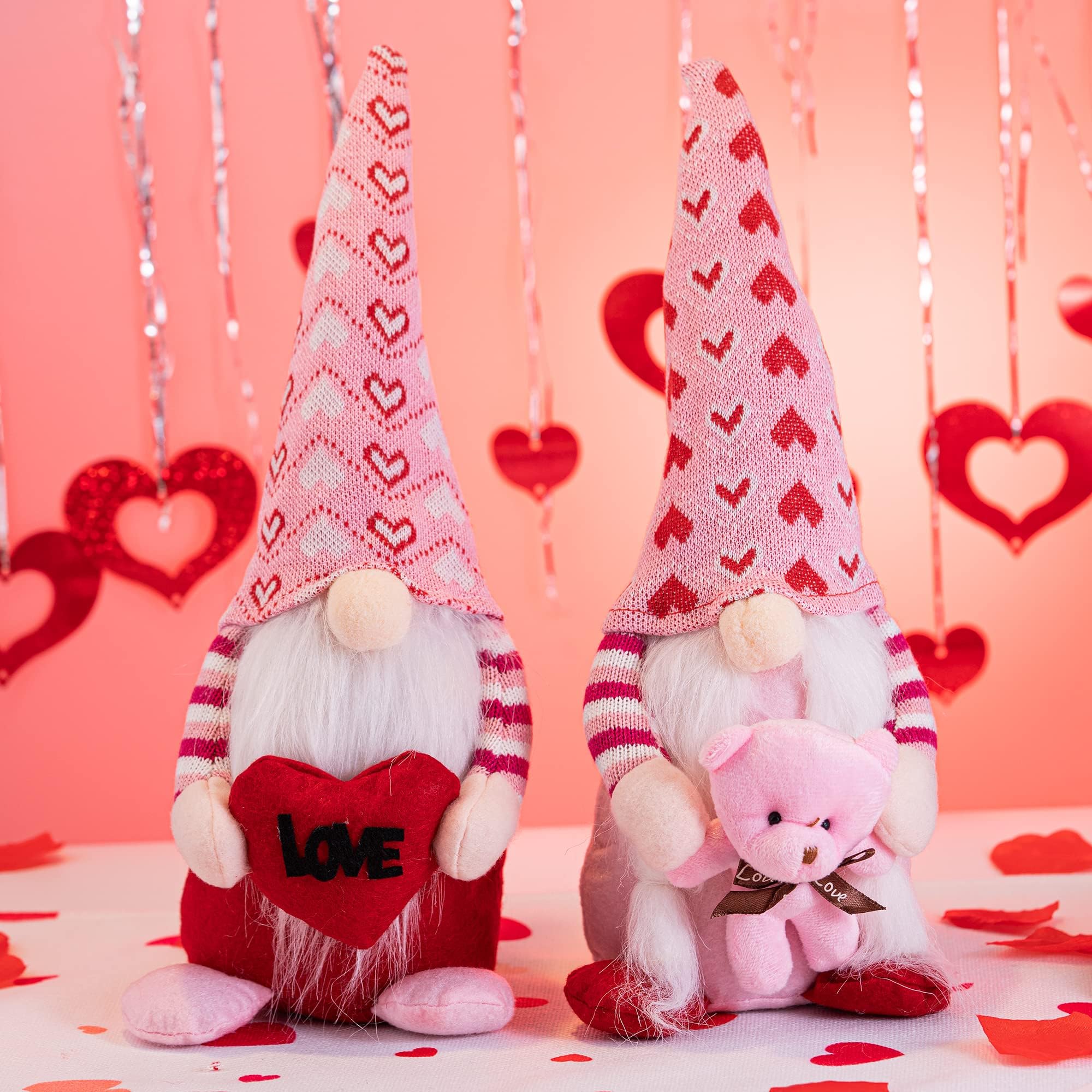 Amazon.com : Prsildan Valentines Day Decor, 2 Pcs Light up Gnomes ...