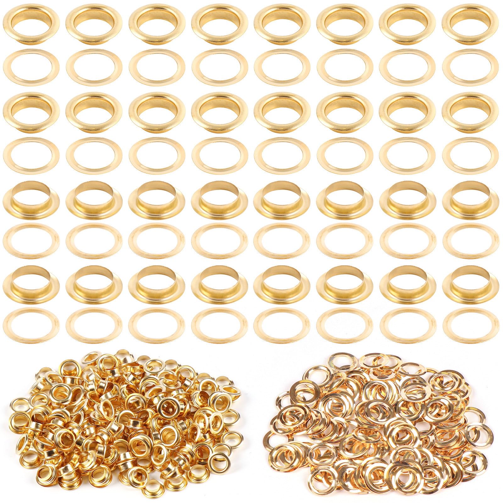 Amazon.com: PECMER 200 PCS Gold Eyelets and Grommets- 0.24 Inch Copper ...