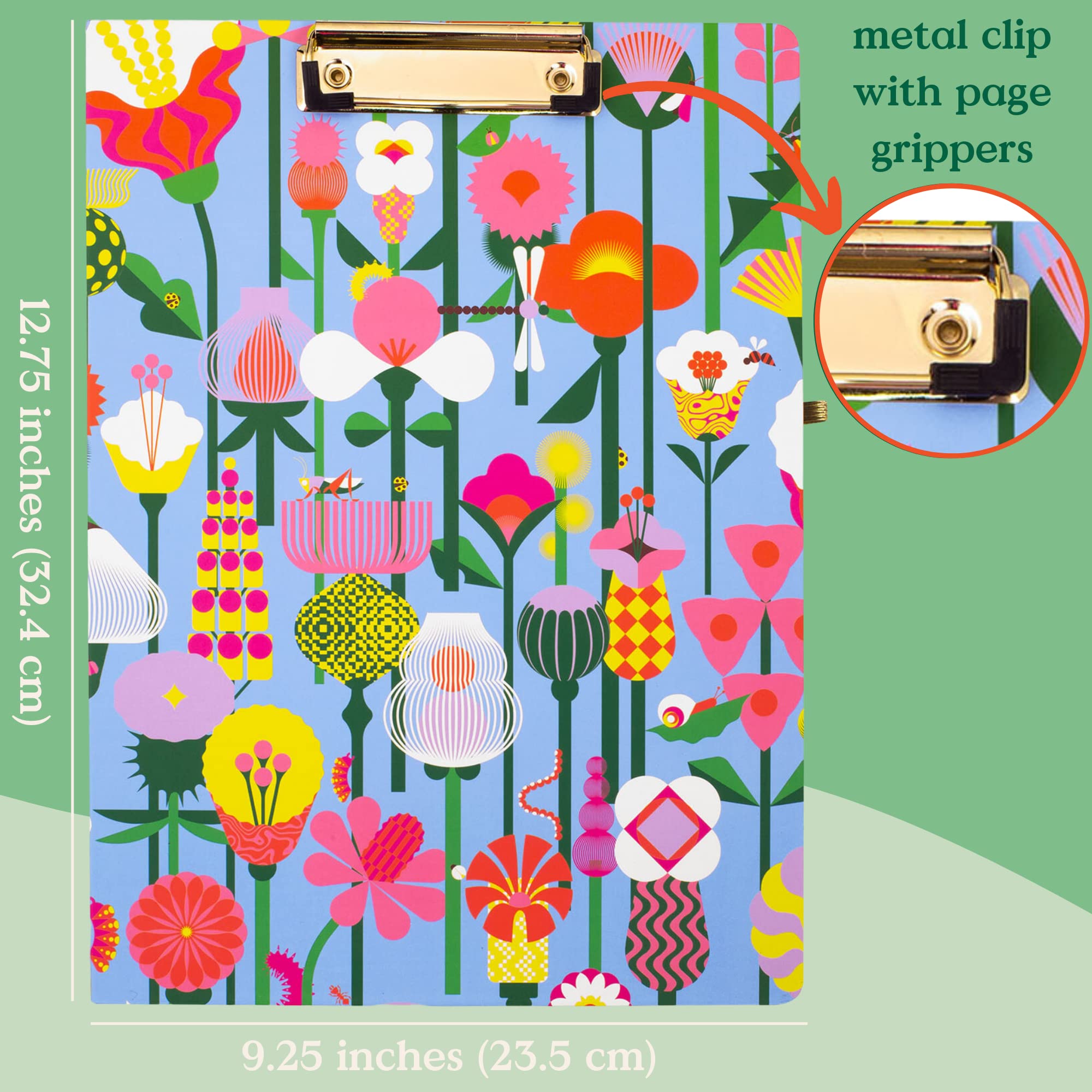 ban.do Blue Clipboard Folio with Lined Notepad, Padfolio with Metal ...