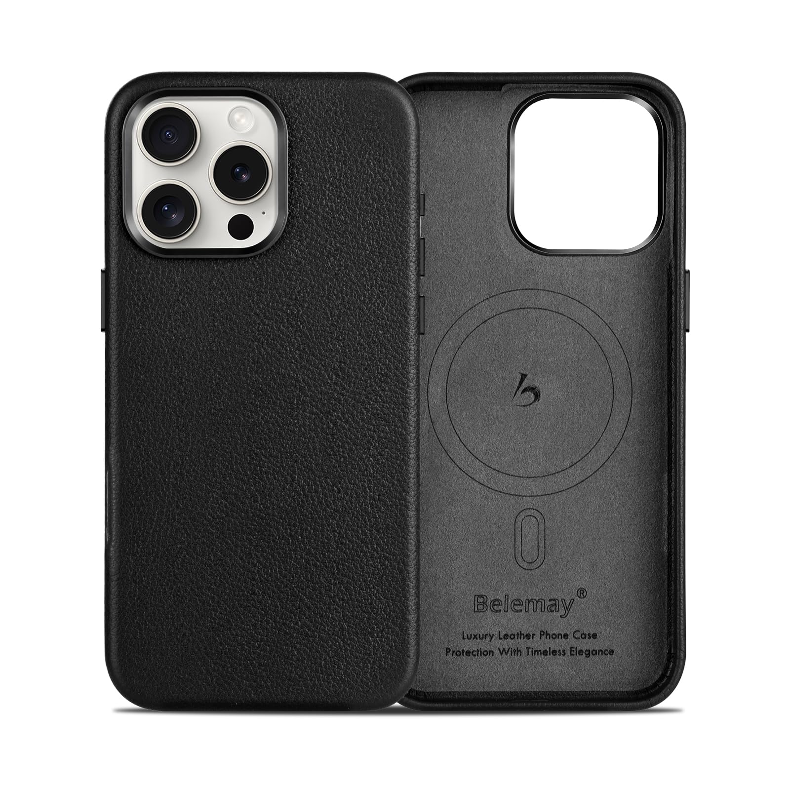 Amazon.com: Belemay Compatible with iPhone 16 Pro Max Leather Case ...