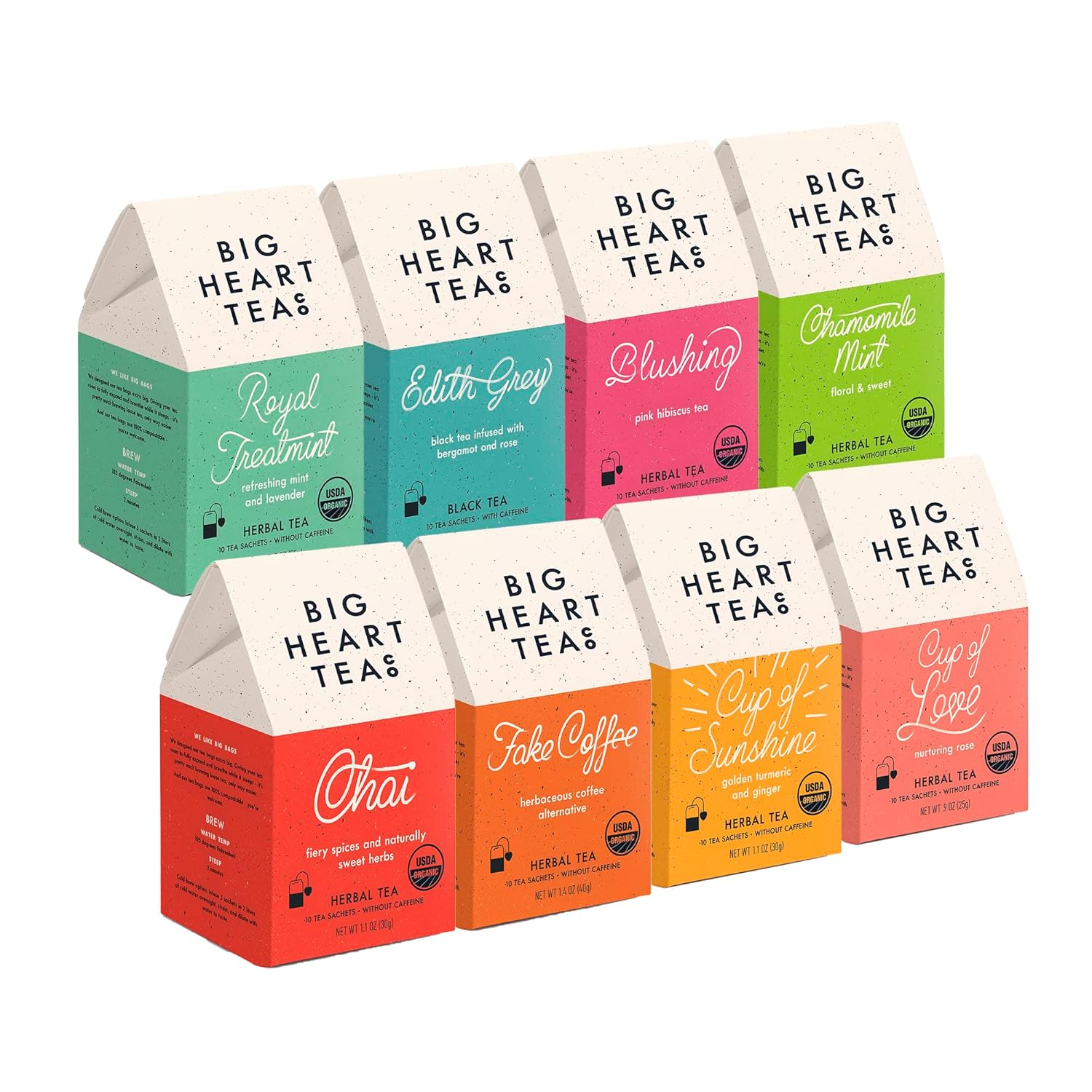 Amazon.com : Big Heart Tea Co. Tea Bags Sampler Set - Certified Organic ...