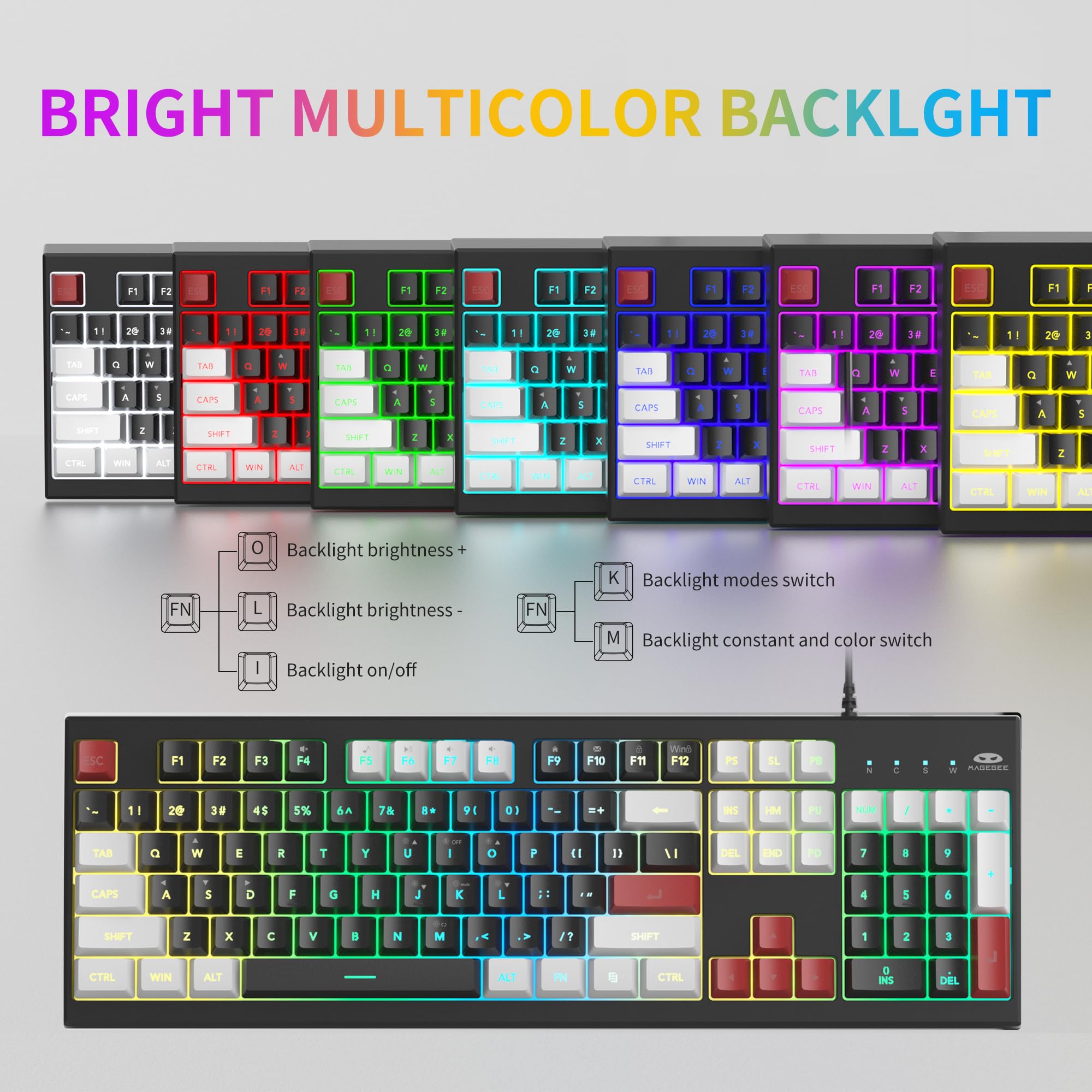 Snapklik.com : Creamy Keyboard,K2 MageGee Keyboard Wired RGB Backlit ...