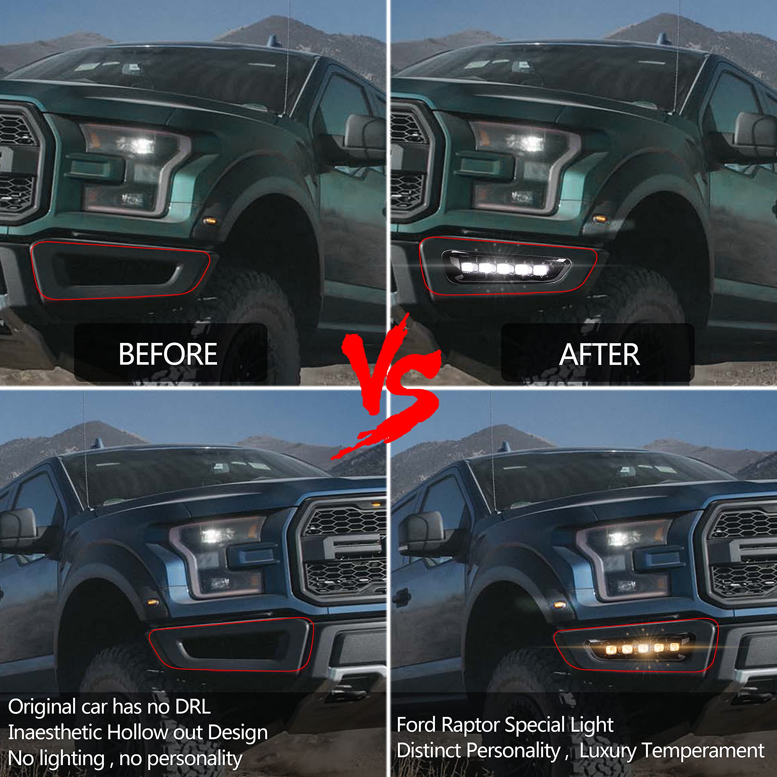 Buy Fannuo Fog Lights with LED Amber Turn Signals White Daytime Running ...