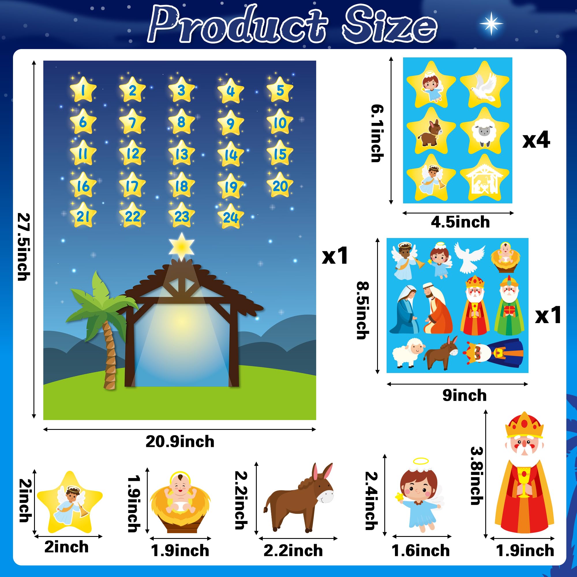 WATINC Christmas Nativity Advent Calendar Games Jesus Birth Countdown ...