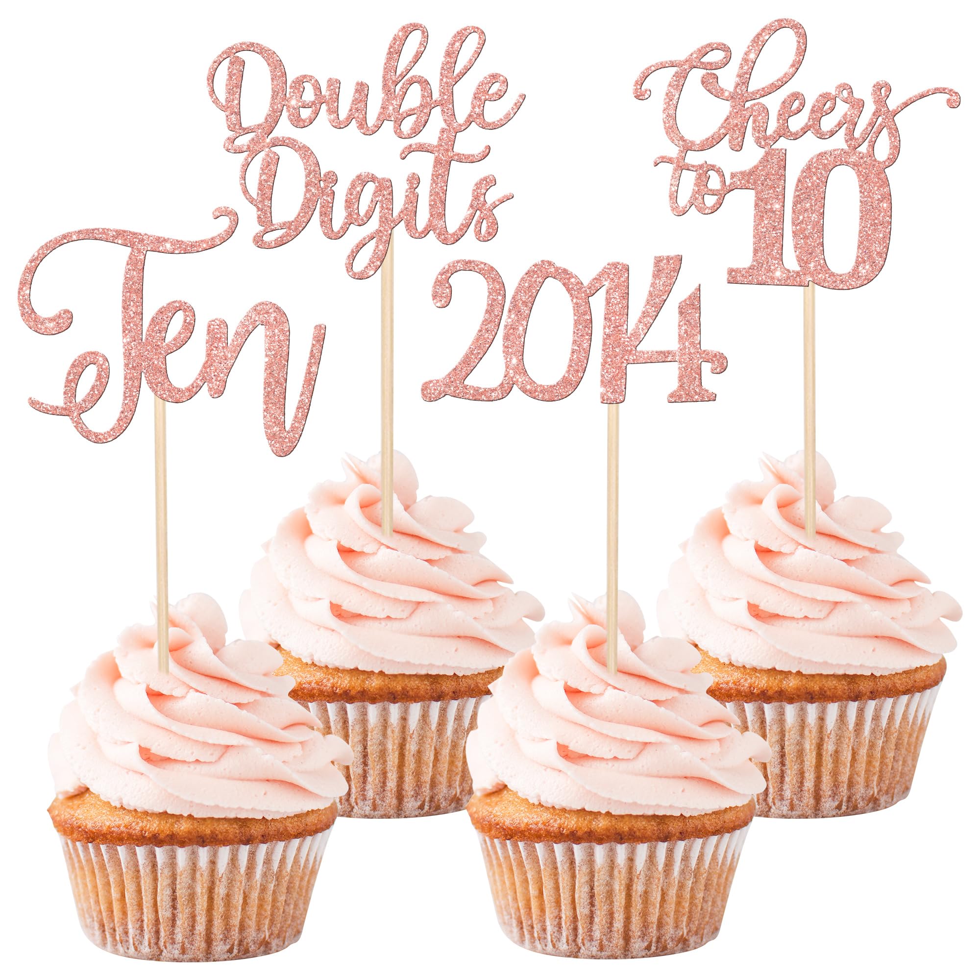 Amazon.com: 24 Pack 10th Birthday Cupcake Toppers Glitter Ten Since ...