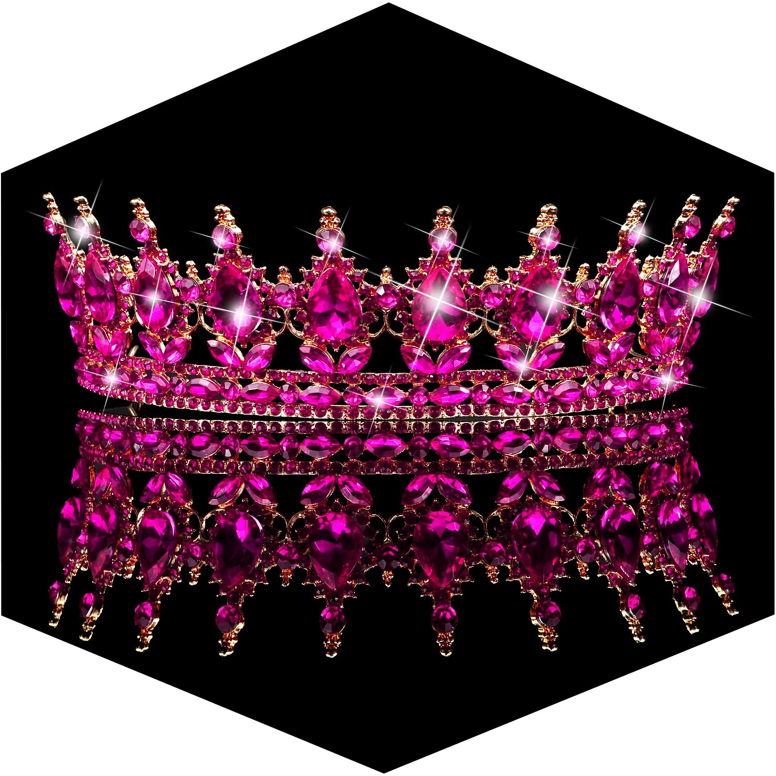 Amazon.com : TOBATOBA Hot Pink Tiaras and Crowns for Women, Crystal ...