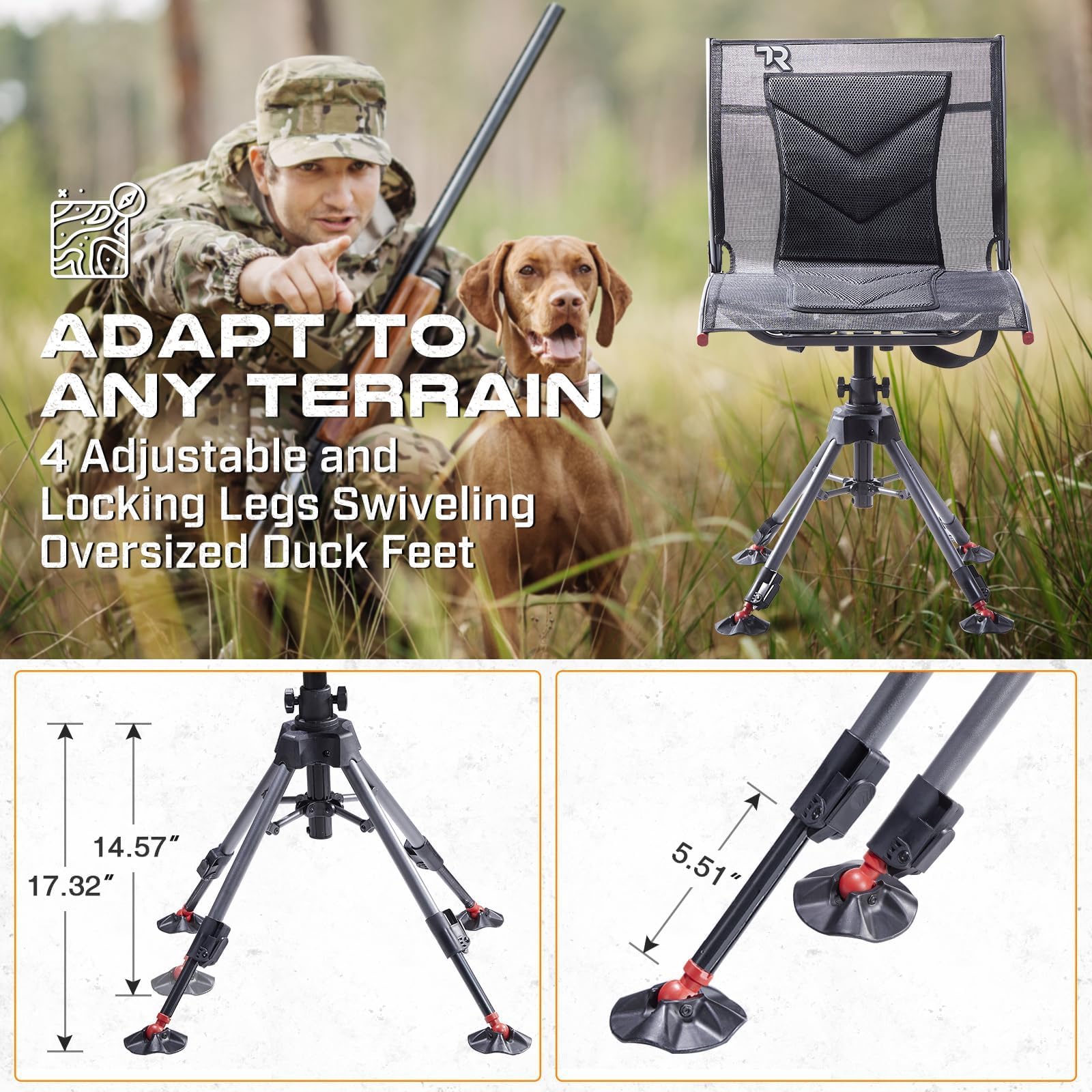 Snapklik.com : 360 Degree Swivel Hunting Blind Chair,400 Lbs Capacity ...