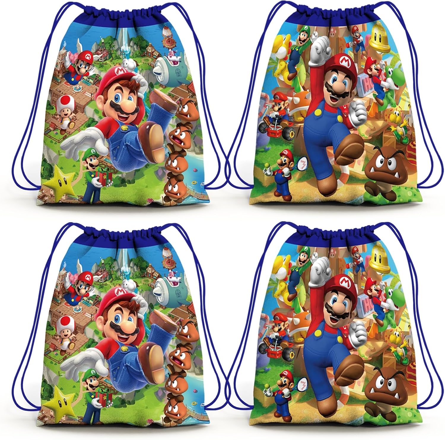 Amazon.com: 12 Pieces Superbrother Party Drawstring Bag, Reusable Non ...