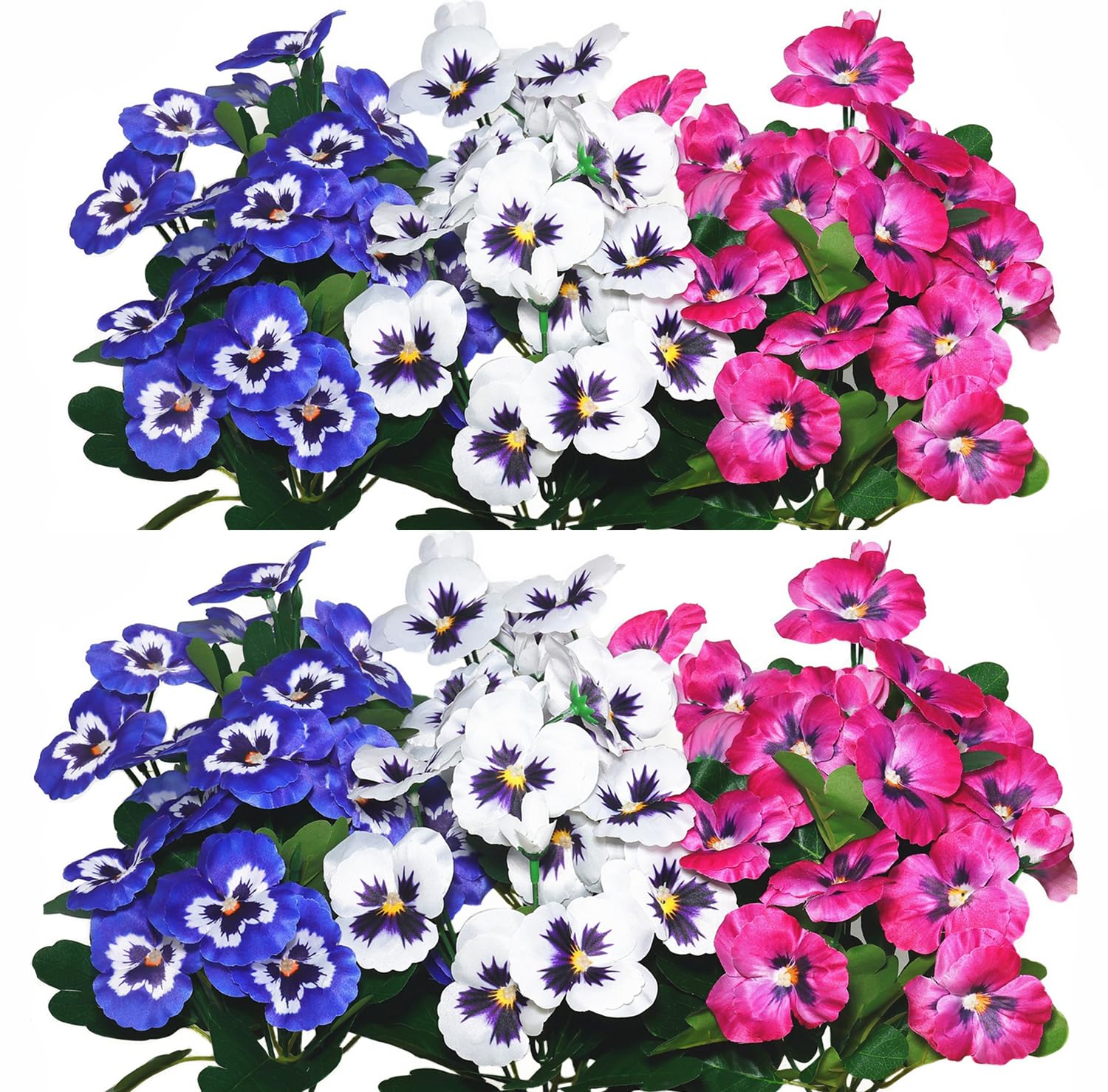 Amazon.com: QIANYUN Fake Flowers-12in Pansy Small Wild Flower Daisy 6 Bundles Faux Plastic ...