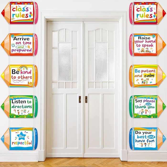 Buy 10 Pieces Classroom Rules Posters Classroom Bulletin Board ...