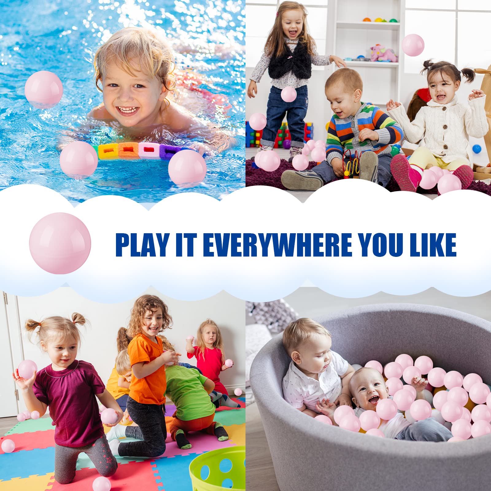 Honoson 100 Pieces Plastic Ball 2.16 Inch Crush Proof Ocean Balls Ball ...