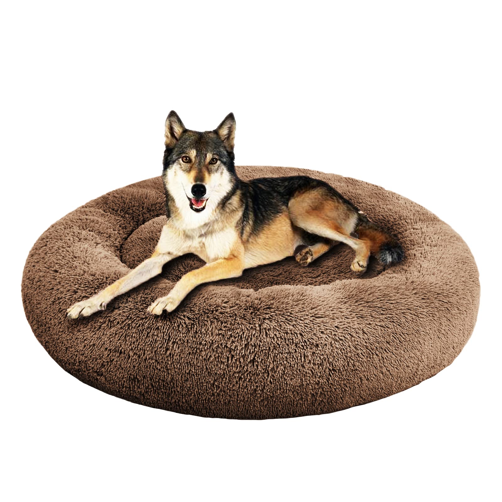 SAVFOX Plush Calming Dog Beds, Donut Dog Bed for Small Dogs, Medium ...