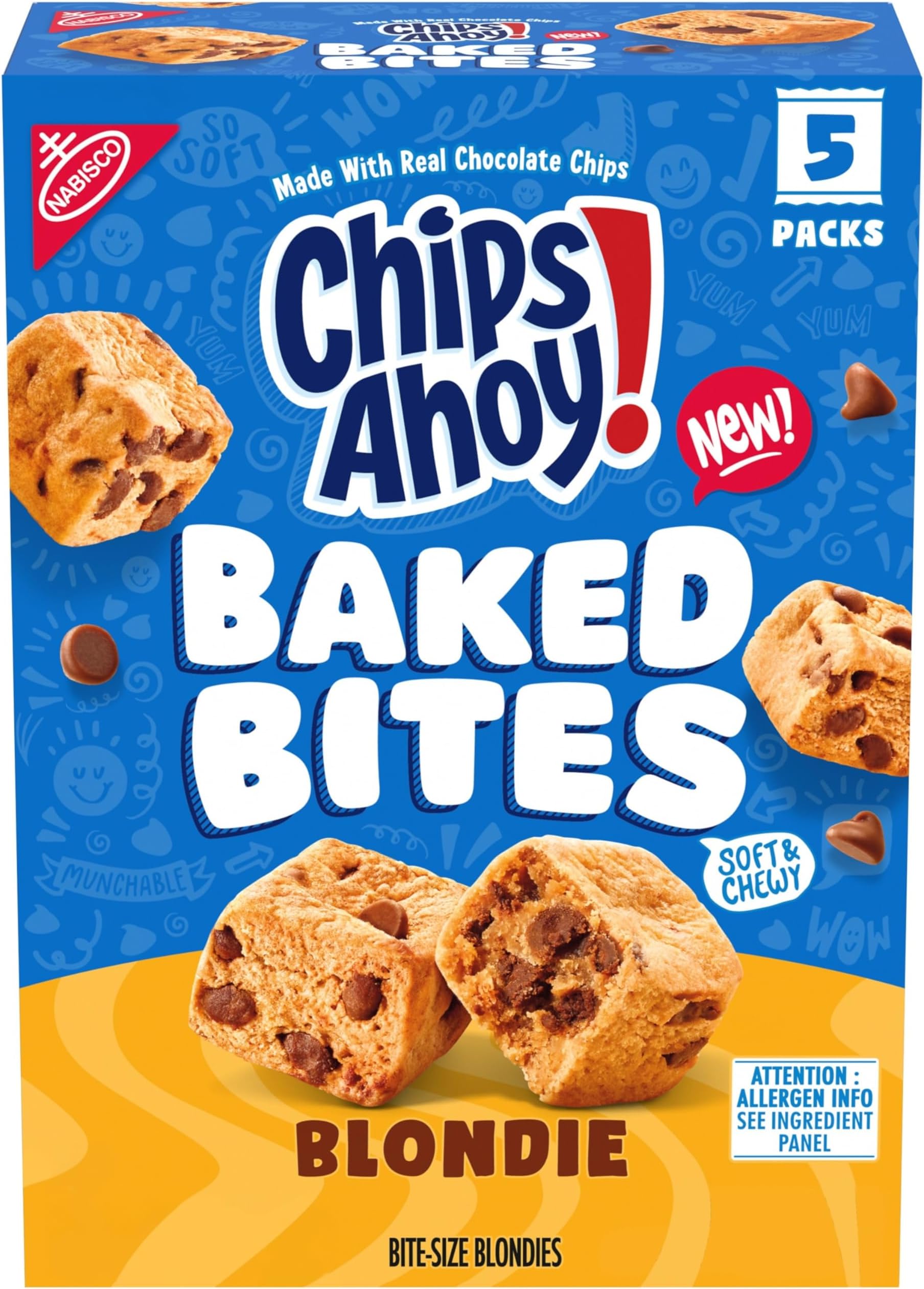 Amazon.com: CHIPS AHOY! Baked Bites, Blondie, 5-1.5 oz Snack Packs (5 ...