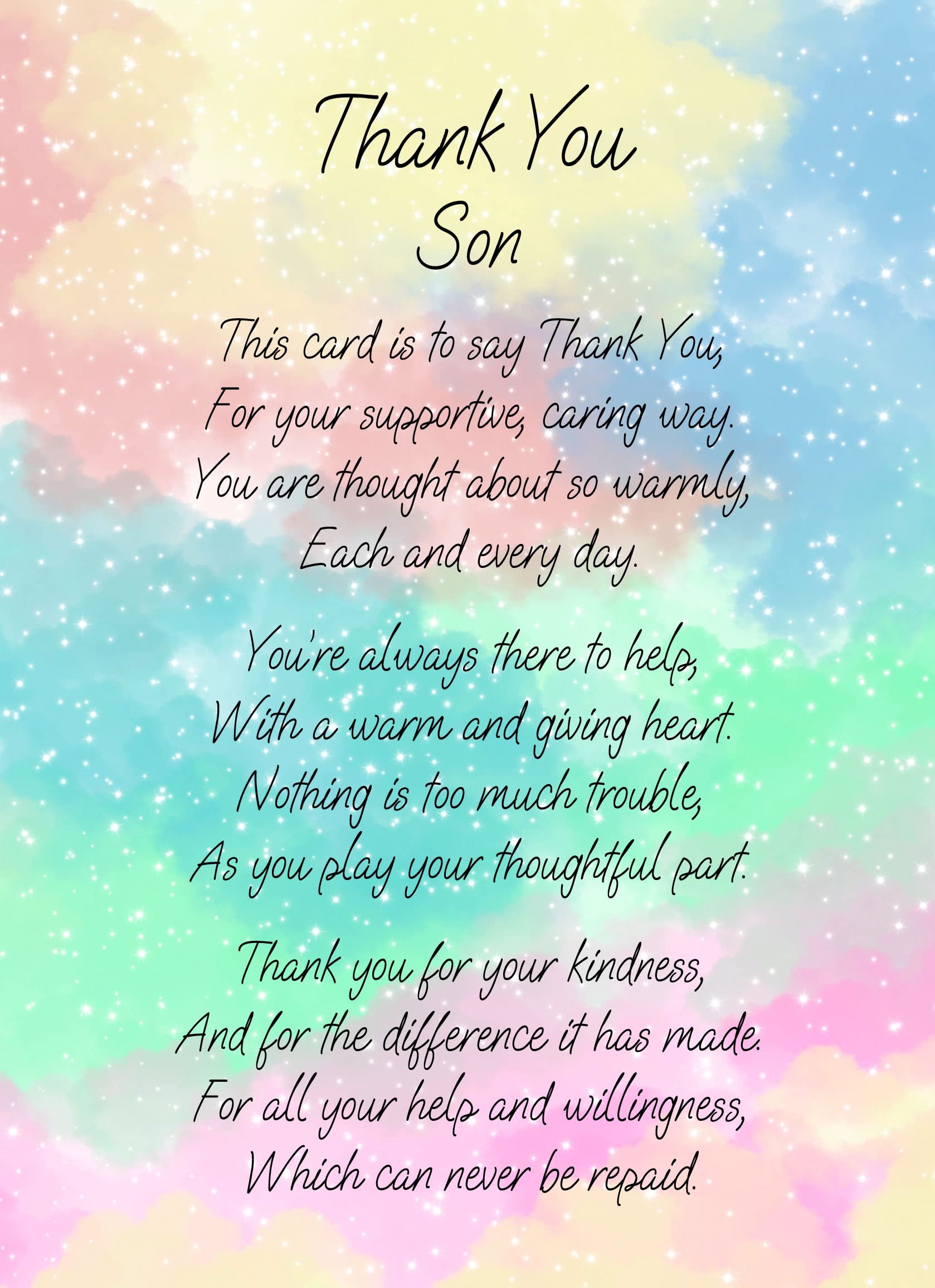 Thank You Poem Verse Card for Son : Amazon.co.uk: Stationery & Office ...