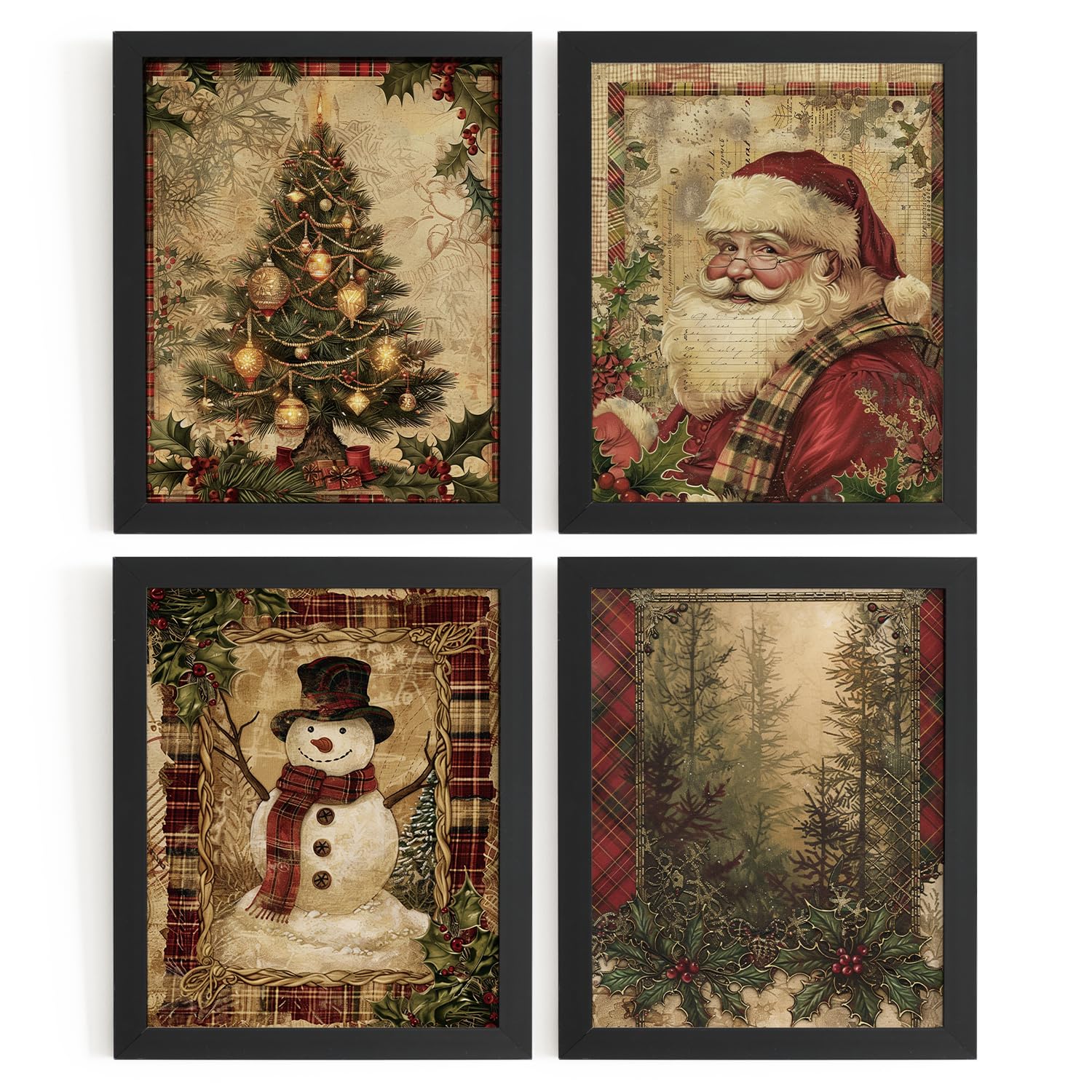Amazon.com: DSHFG Vintage Christmas Wall Decor, Christmas Santa Trees ...