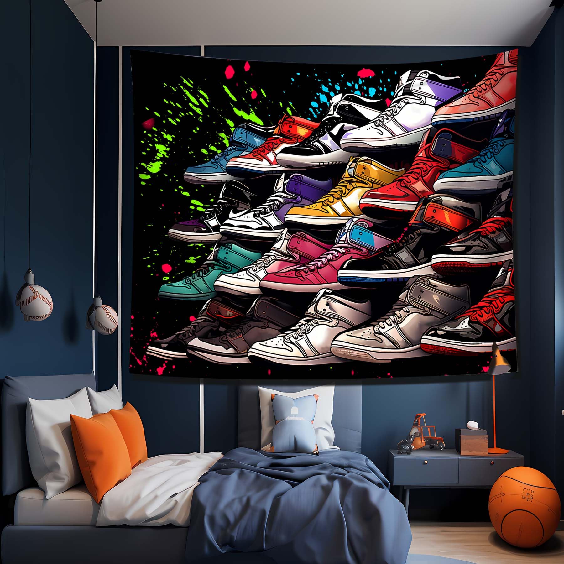 Amazon.com: QGHOT Sneaker Party Decorations, Basketball Room Decor Sneaker Ball Backdrop Sneaker ...