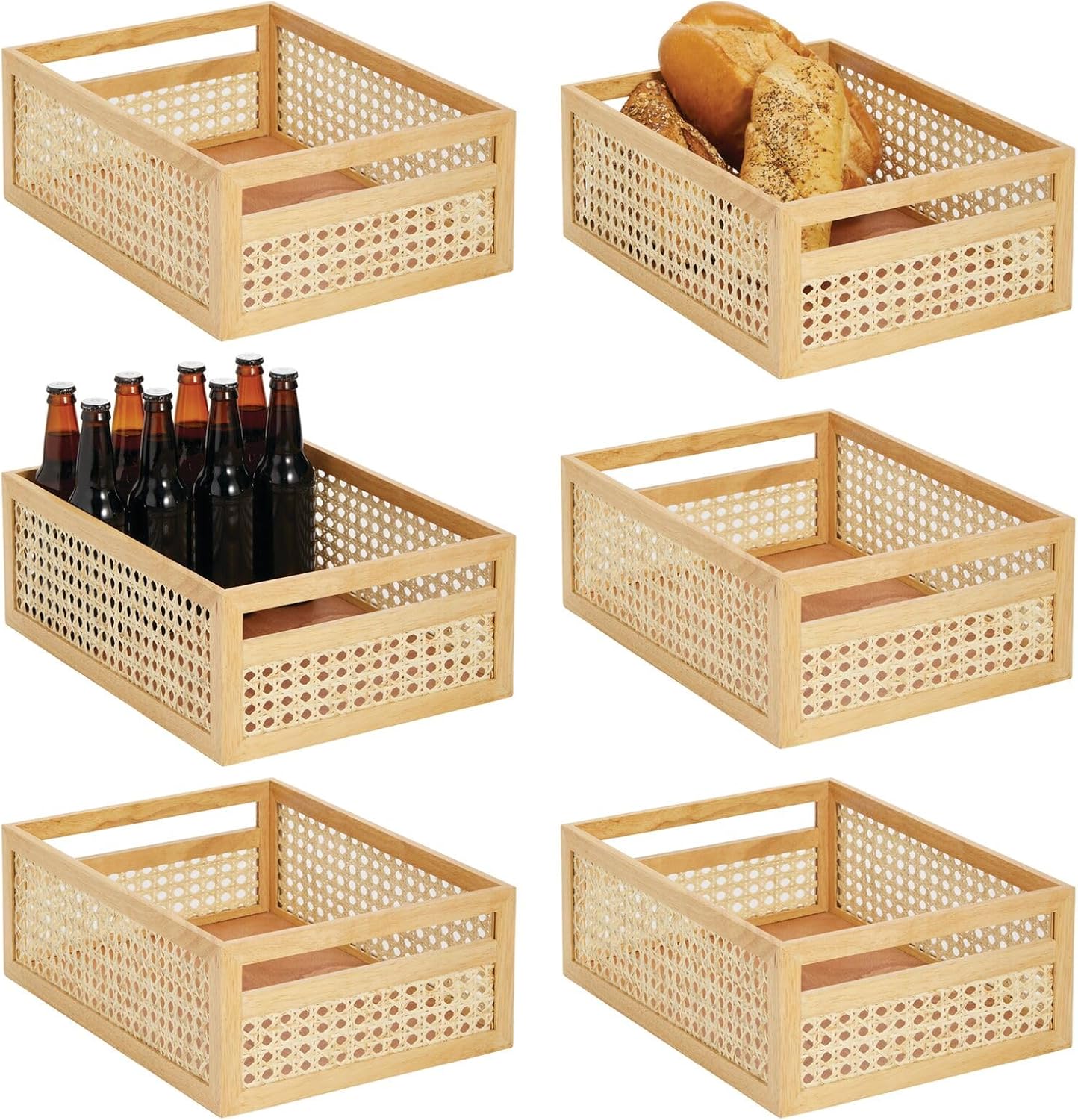 Amazon.com - mDesign Large Wooden Rectangular Bin, Natural Cane ...