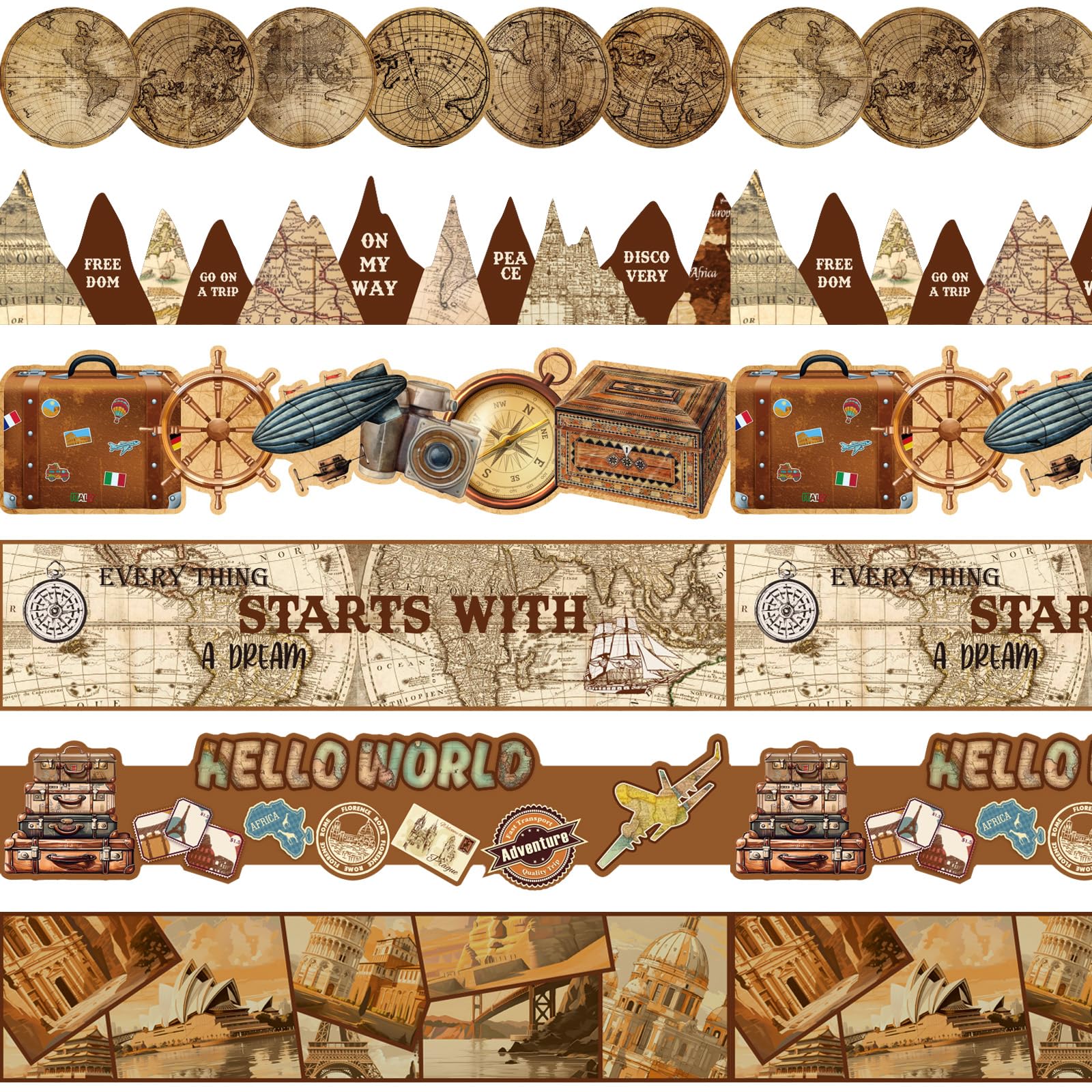 Amazon.com: Whaline 59ft Let's Explore World Bulletin Board Border ...