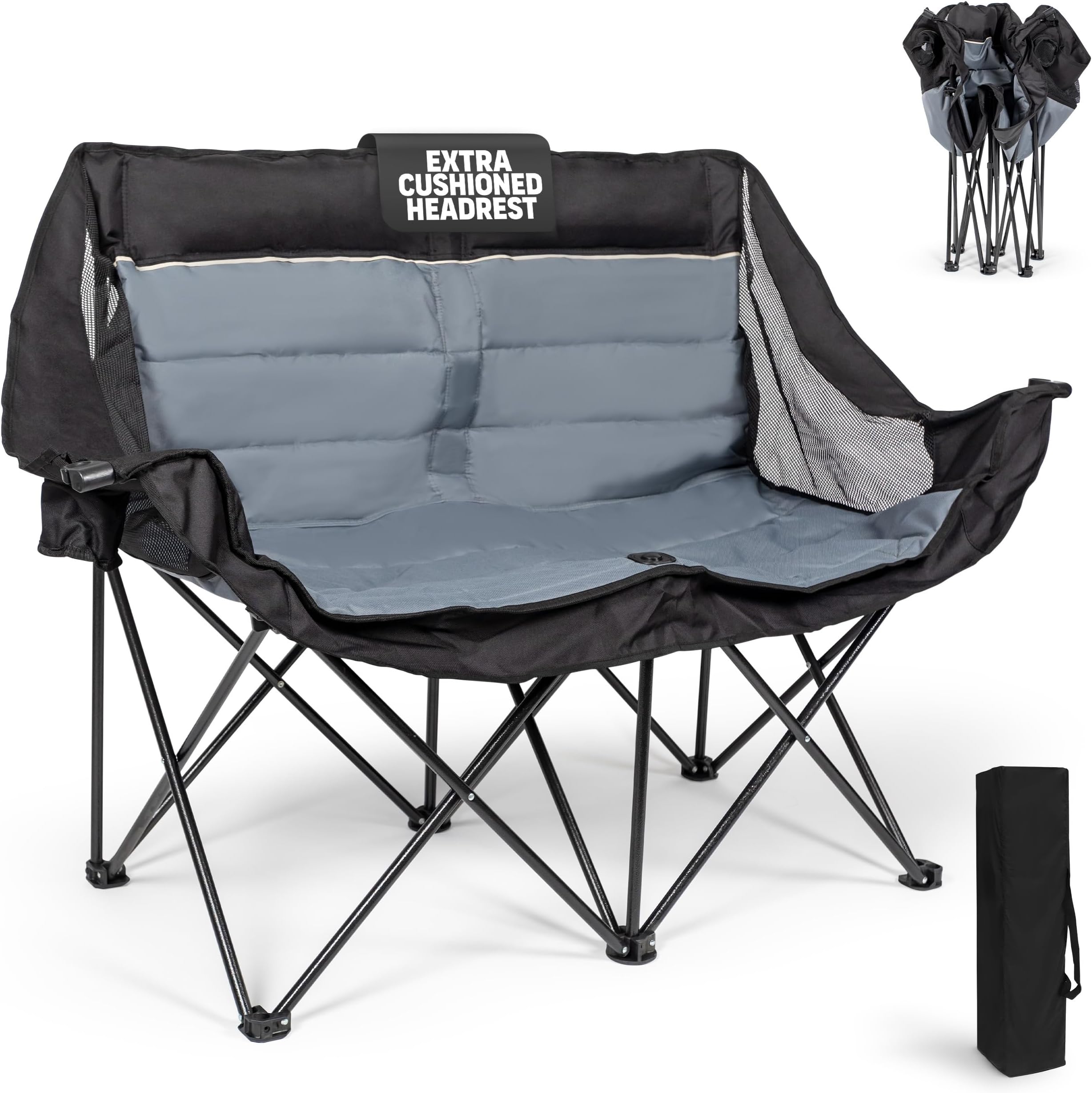 Amazon.com: Double Camping Chair, Camping Loveseat, Camping Couch, Head and Neck Padded Camping ...