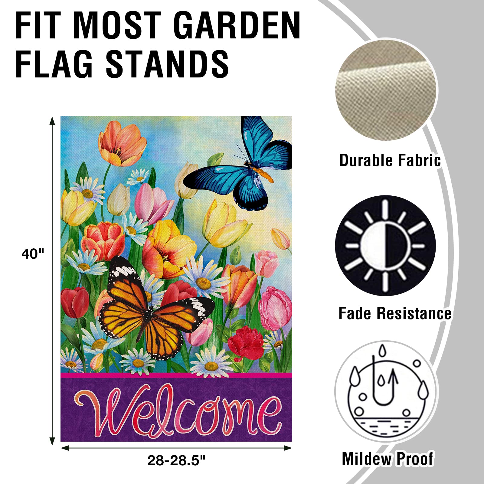 Butterfly Welcome Flag Large American