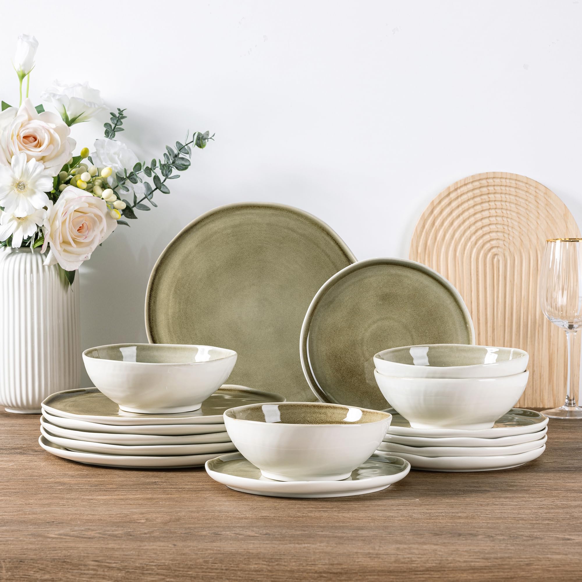Amazon.com | Leratio Ceramic Dinnerware Sets for 4,Porcelain Plates and ...