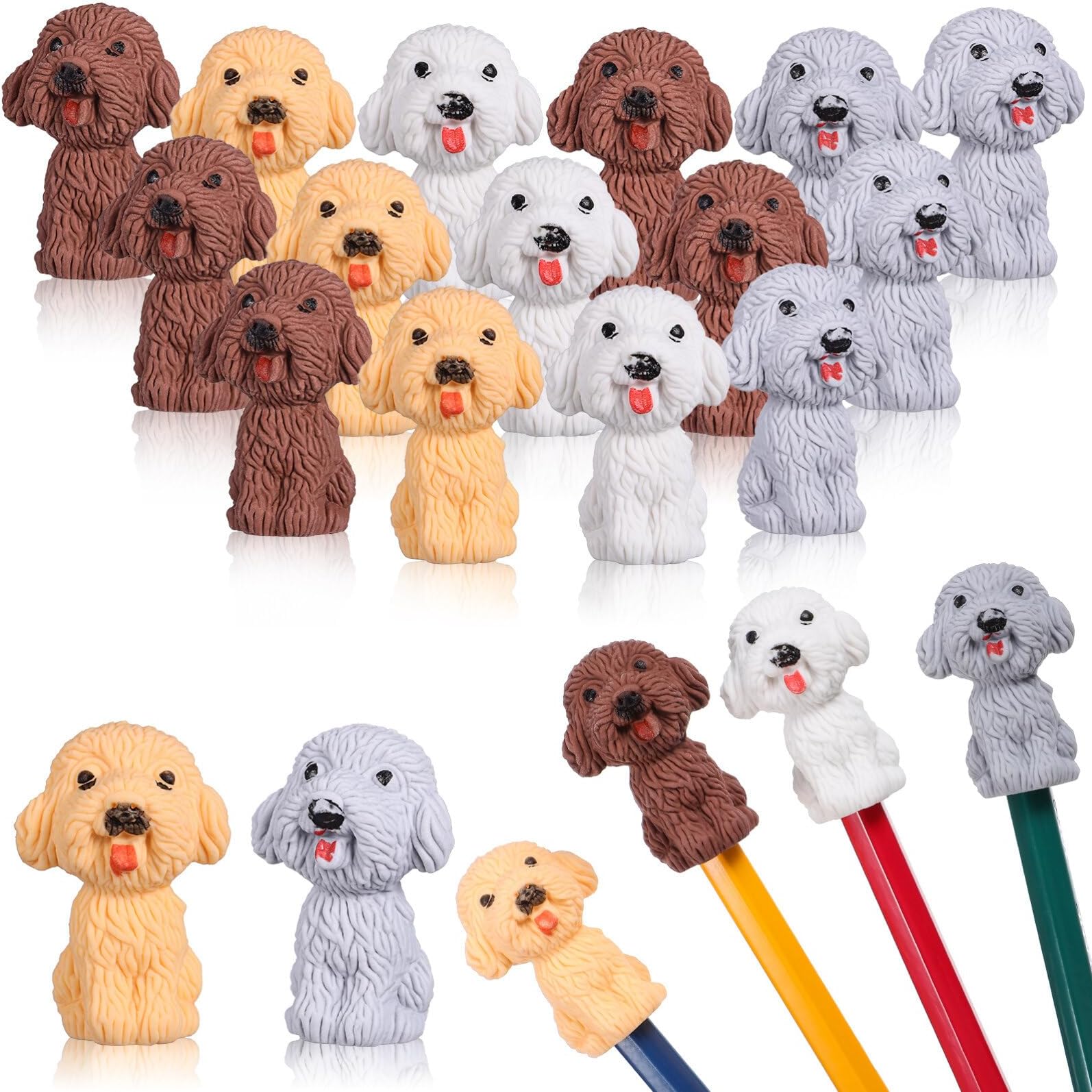 Amazon.com : Waremew 24 Pcs Cute Dog Pencil Erasers Toppers,Pencil Top ...