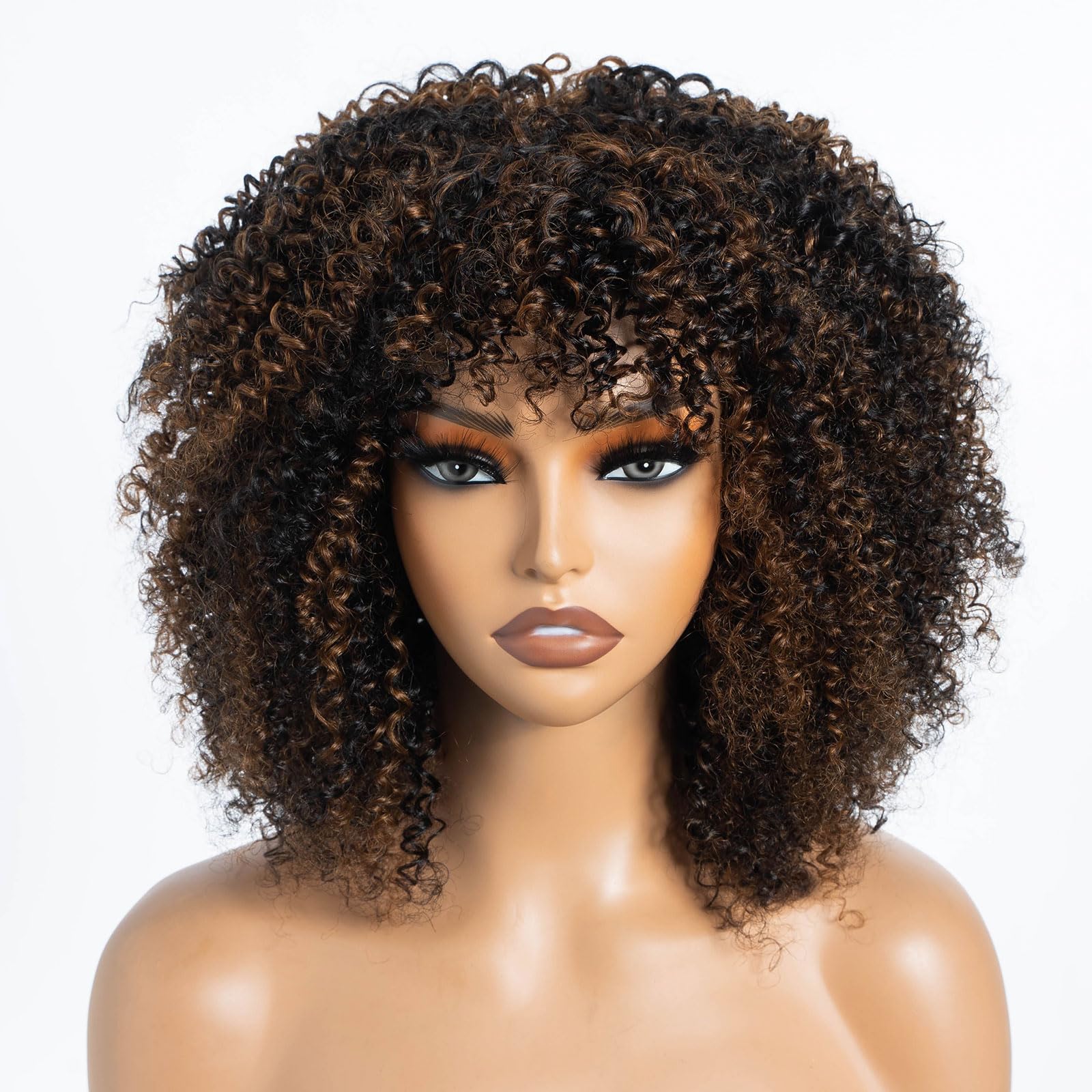 Amazon.com : DÉBUT Glueless Bob Wigs Human Hair Highlight 1B Auburn ...