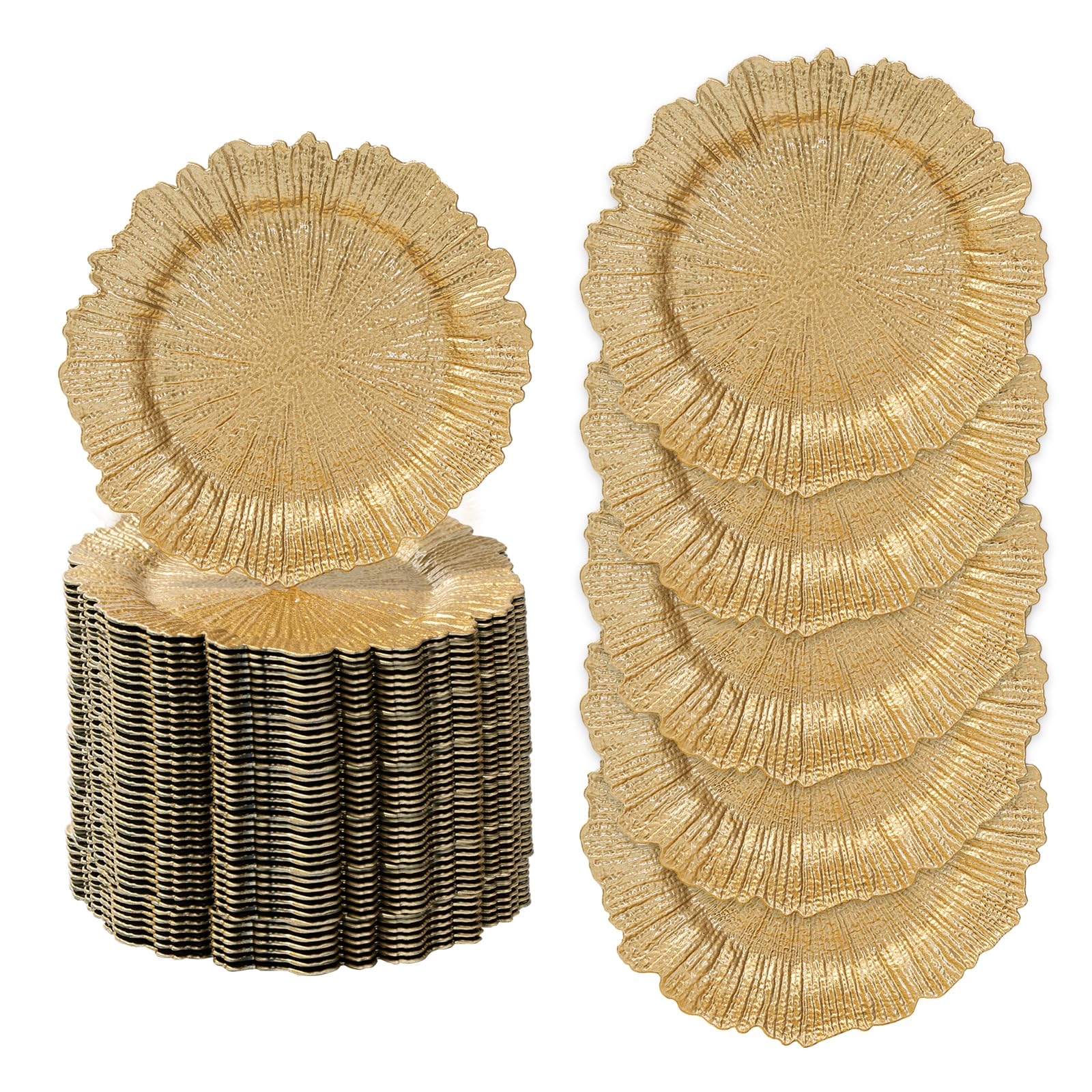 Snapklik.com : 13" Gold Charger Plates Set Of 50, Reef Plate Charger ...