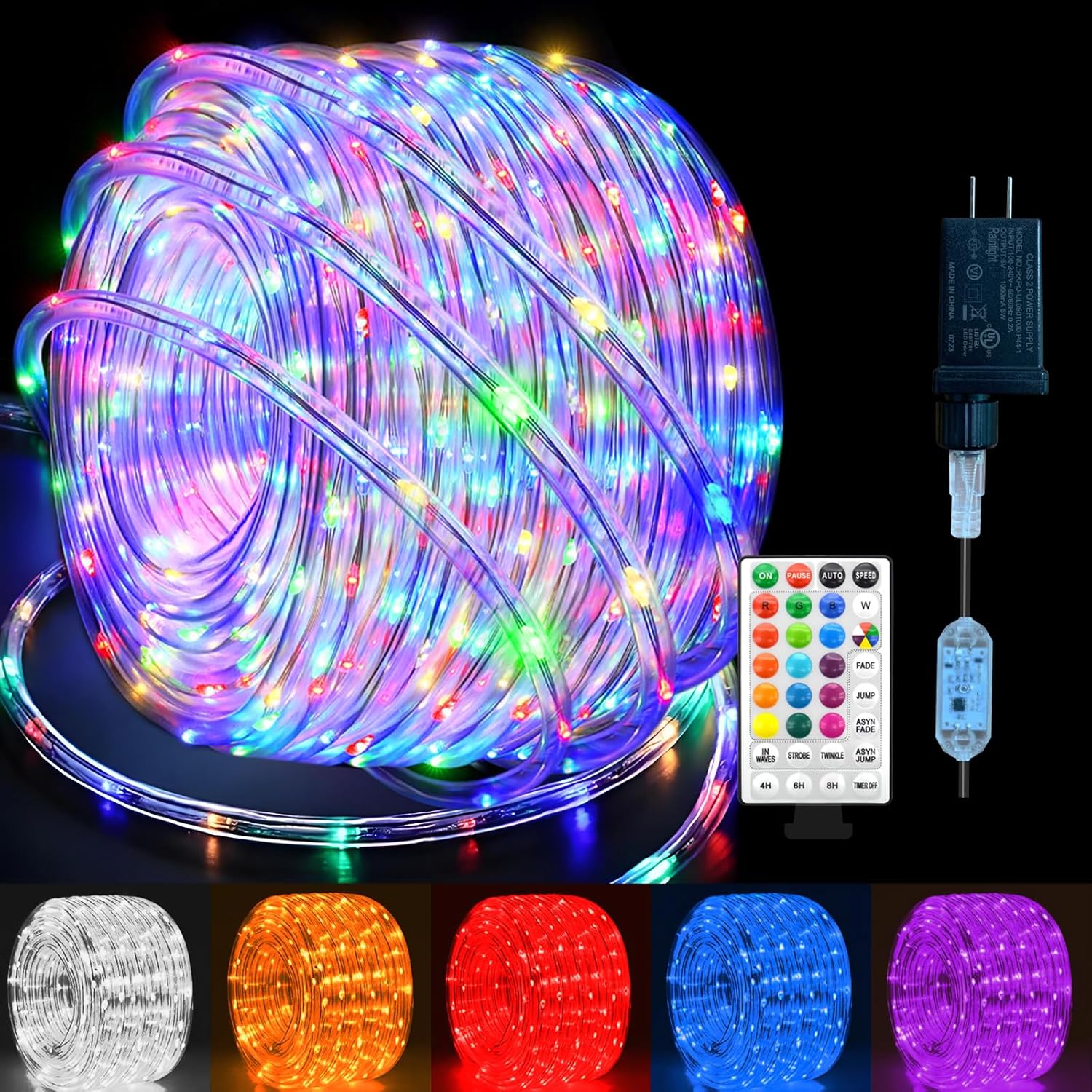 Amazon.com: GLPE 33Ft LED Rope Lights Outdoor Plug in, 16 Color ...