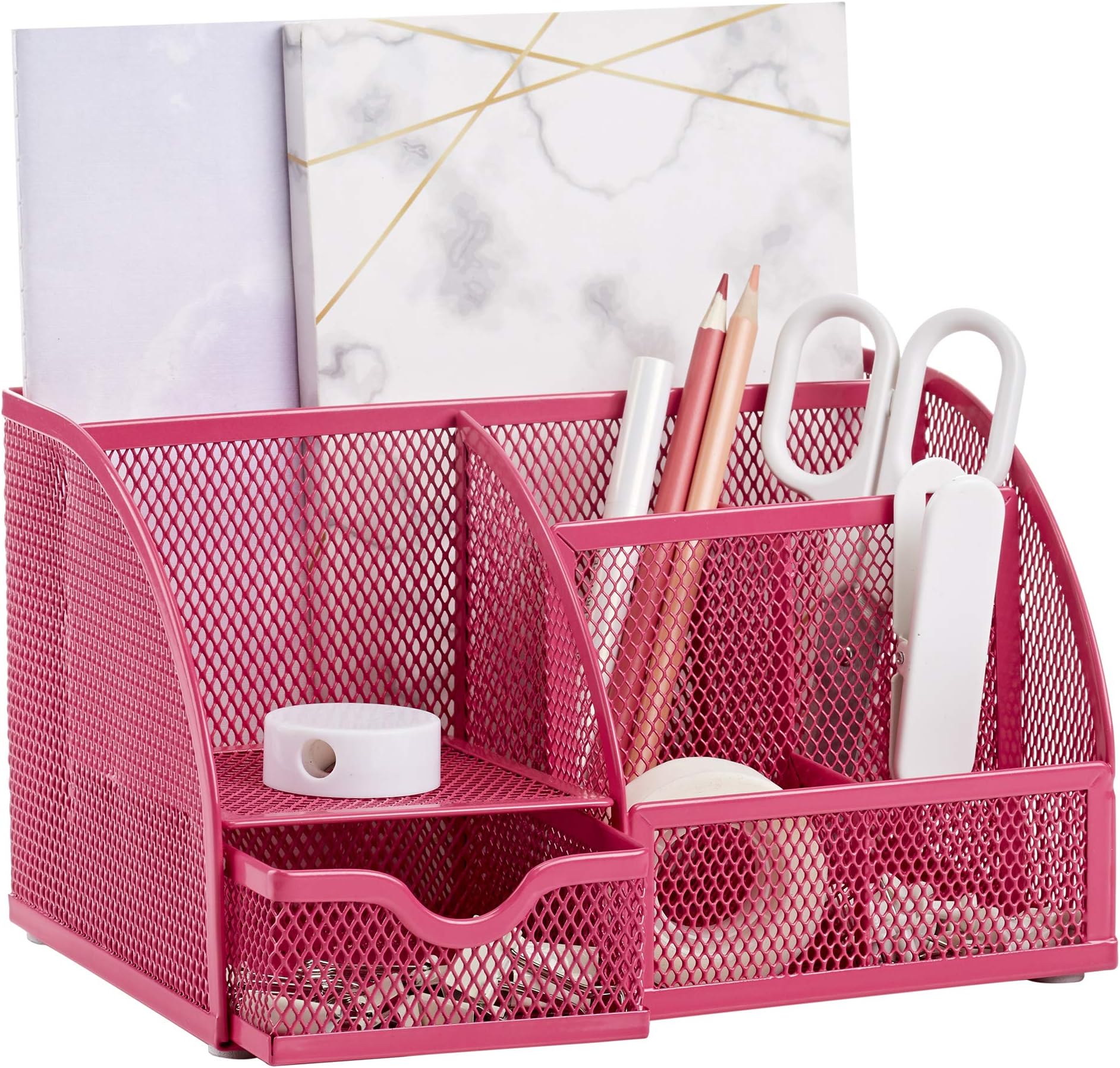 Amazon.com : Mesh Desk Organizer Office Supply Caddy Drawer with Pen ...