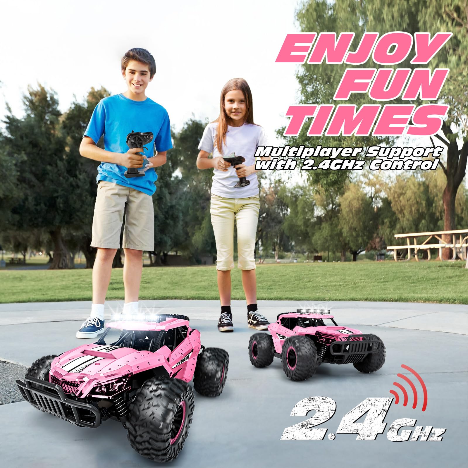 Snapklik.com : Tecnock Pink RC Car 1/16 Scale Remote Control Car For ...