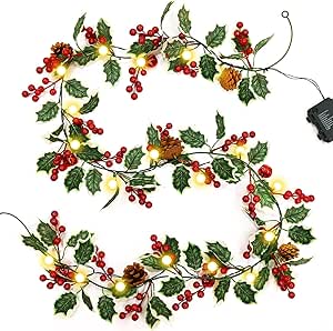 Quntis 2 Pack Christmas Garlands, 6FT Garland with 40 Globe Lights, 8 Flash Modes Xmas Garlands ...