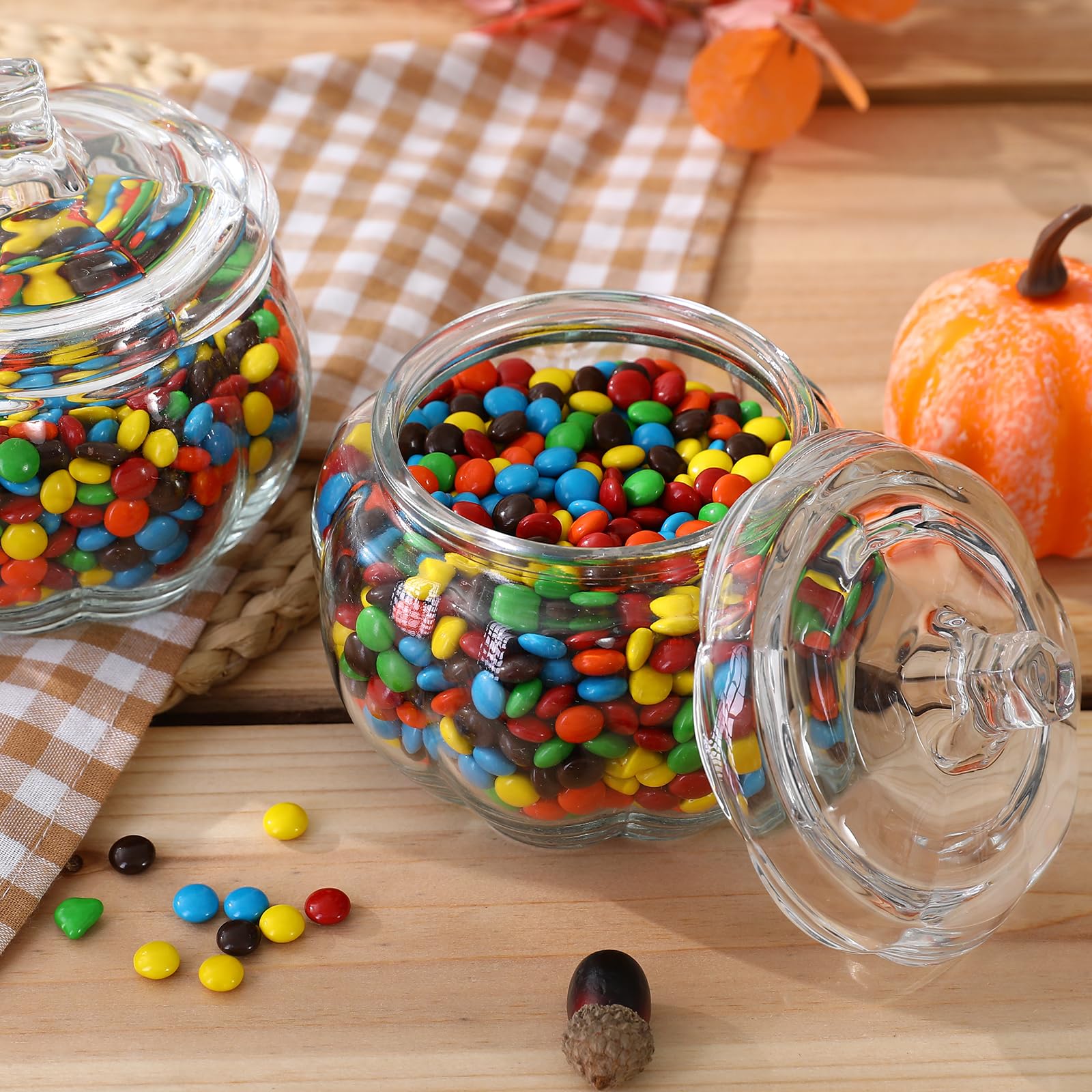 Amazon.com: Halloween Decorations-2 PCS Glass Pumpkin Jars with Lid ...