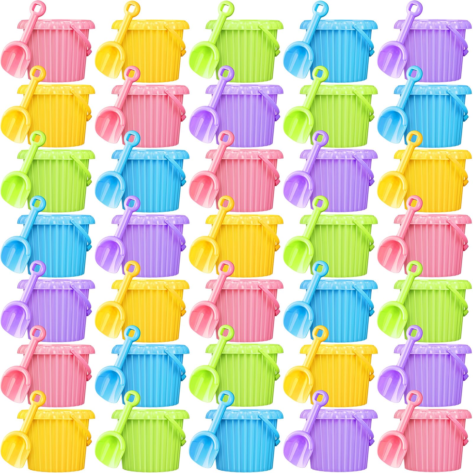 72 Pcs Sand Buckets and Shovels for Kids Bulk, 5.5 Inch Beach Bucket ...