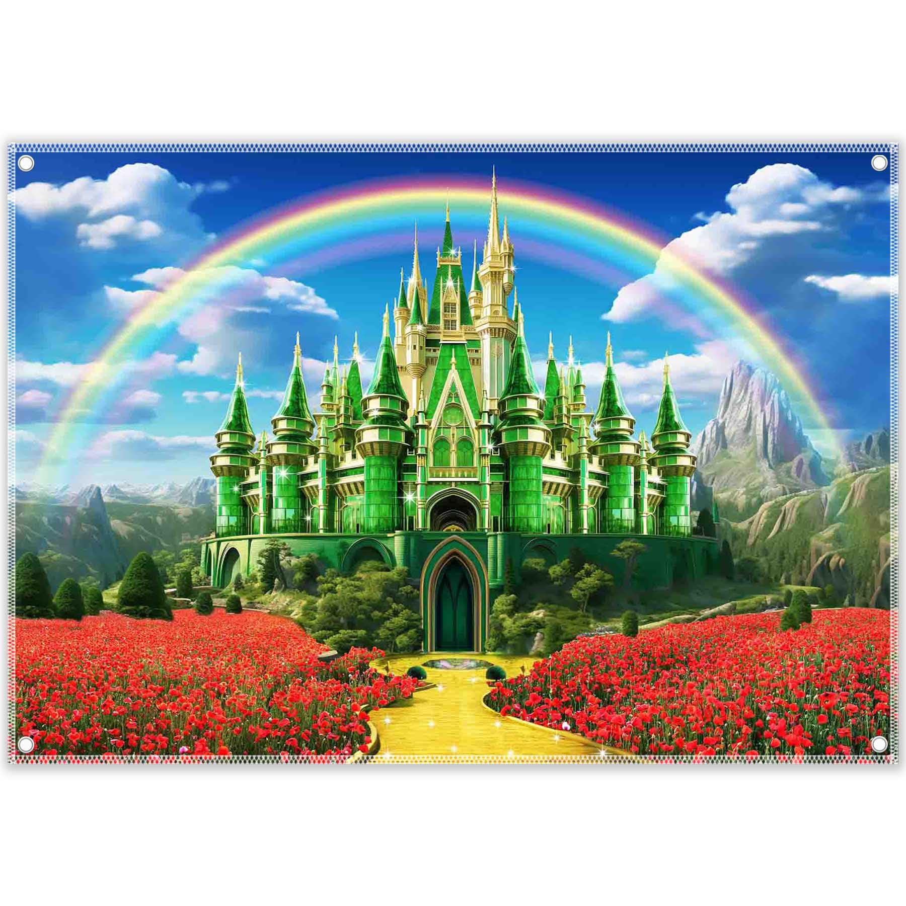 Amazon.com : Yriujul 10x8ft Polyester Green Castle Backdrop Yellow ...