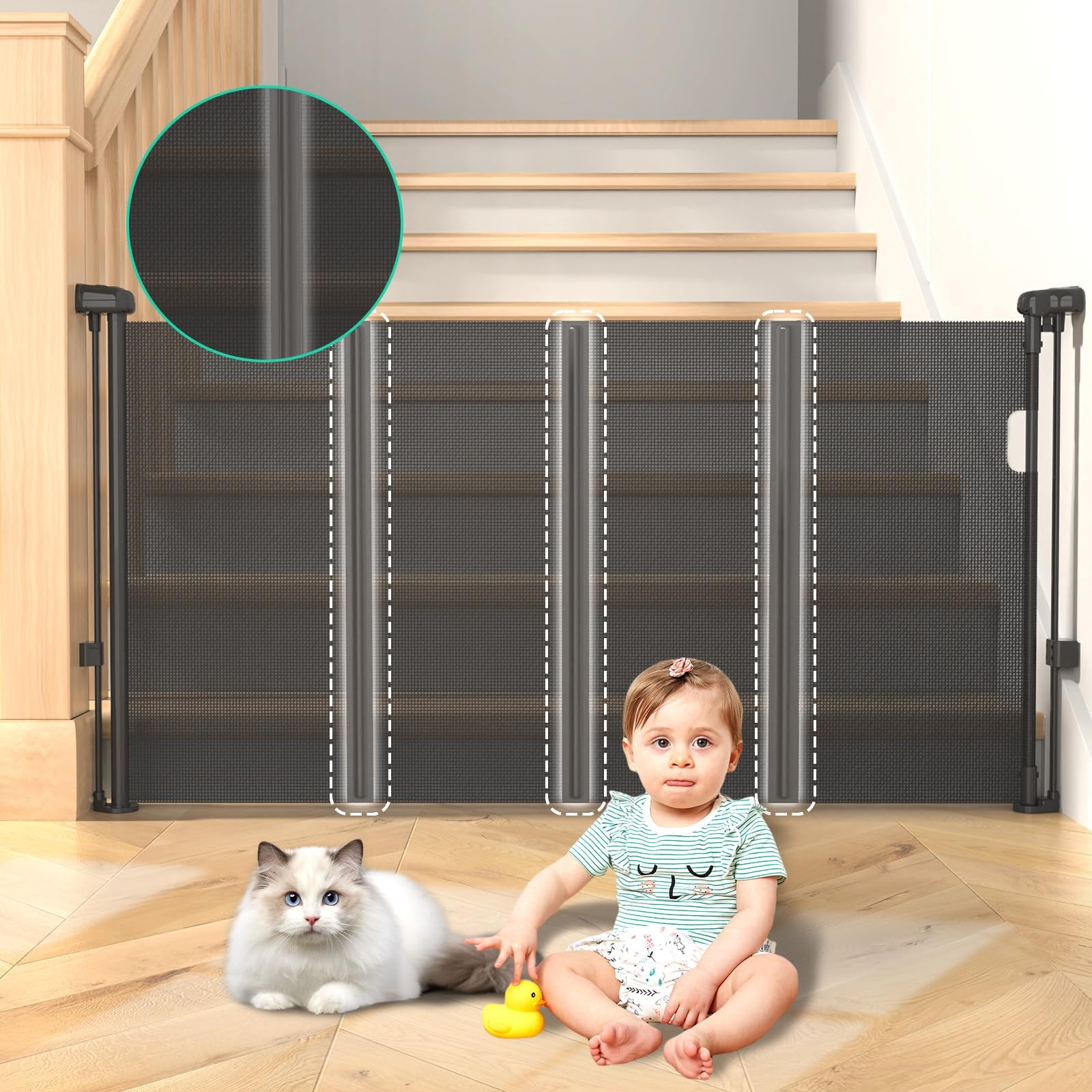 Amazon.com: Retractable Baby Gates with Reinforced Strips, 33”*55” One ...