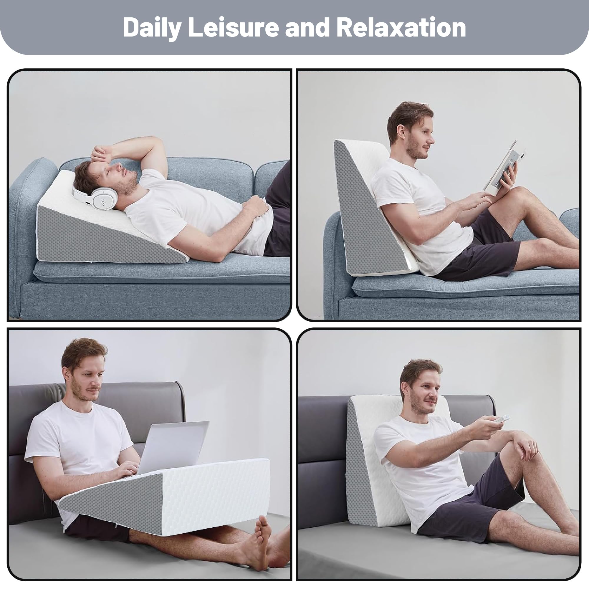 Snapklik.com : Elevated Bed Wedge Pillow For Back Support, Acid Reflux ...