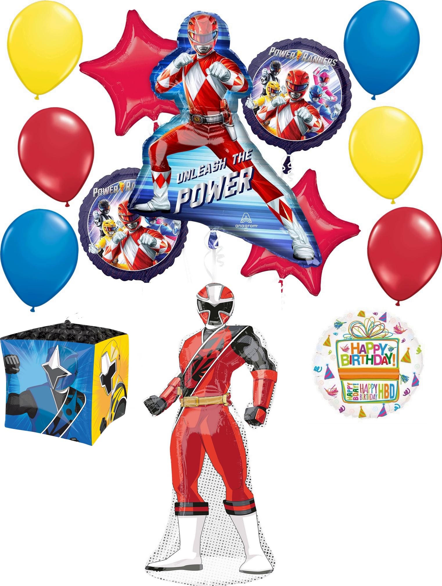 Amazon.com: Anagram Power Rangers Birthday Party Supplies 14 pc Foil ...
