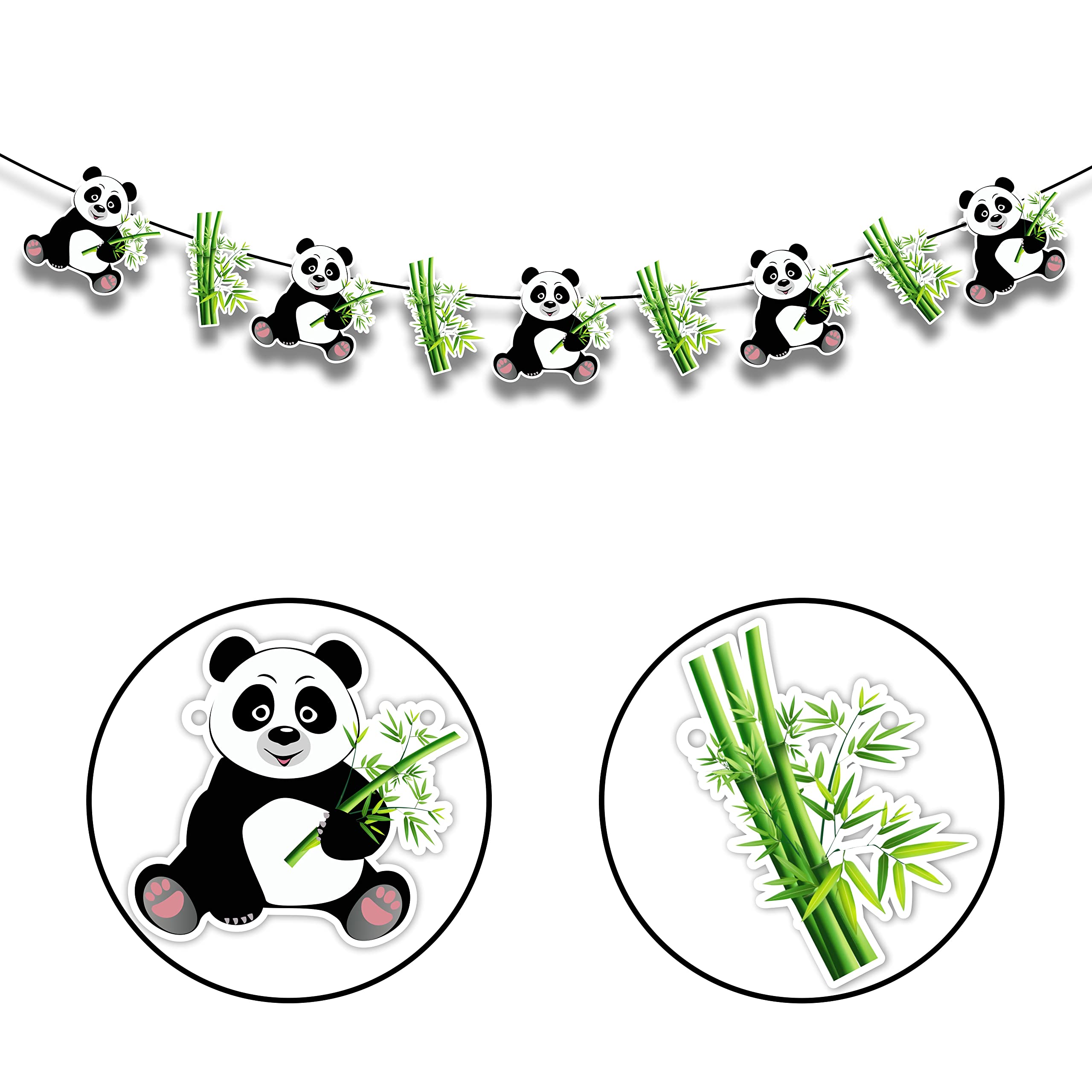 Panda Backdrop Monkey Jungle Safari Birthday Banner Decorations Cute ...
